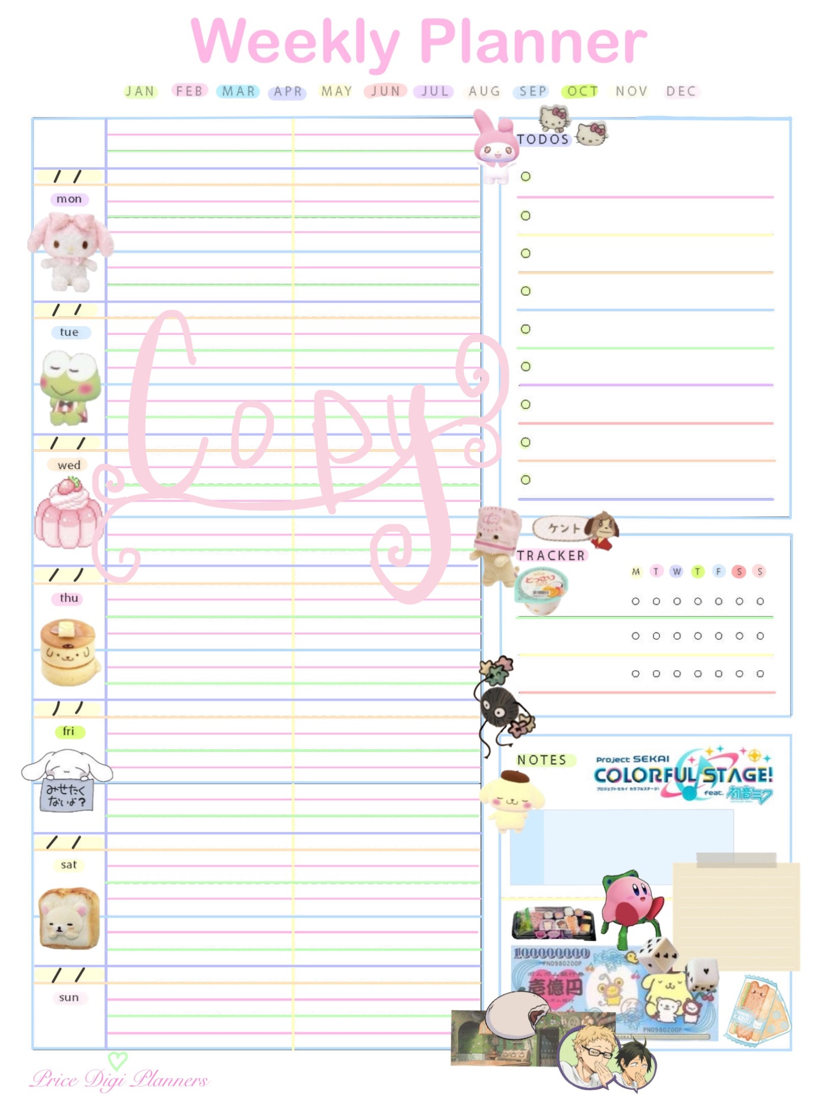 Cute Printable Digital Weekly Planner - Etsy