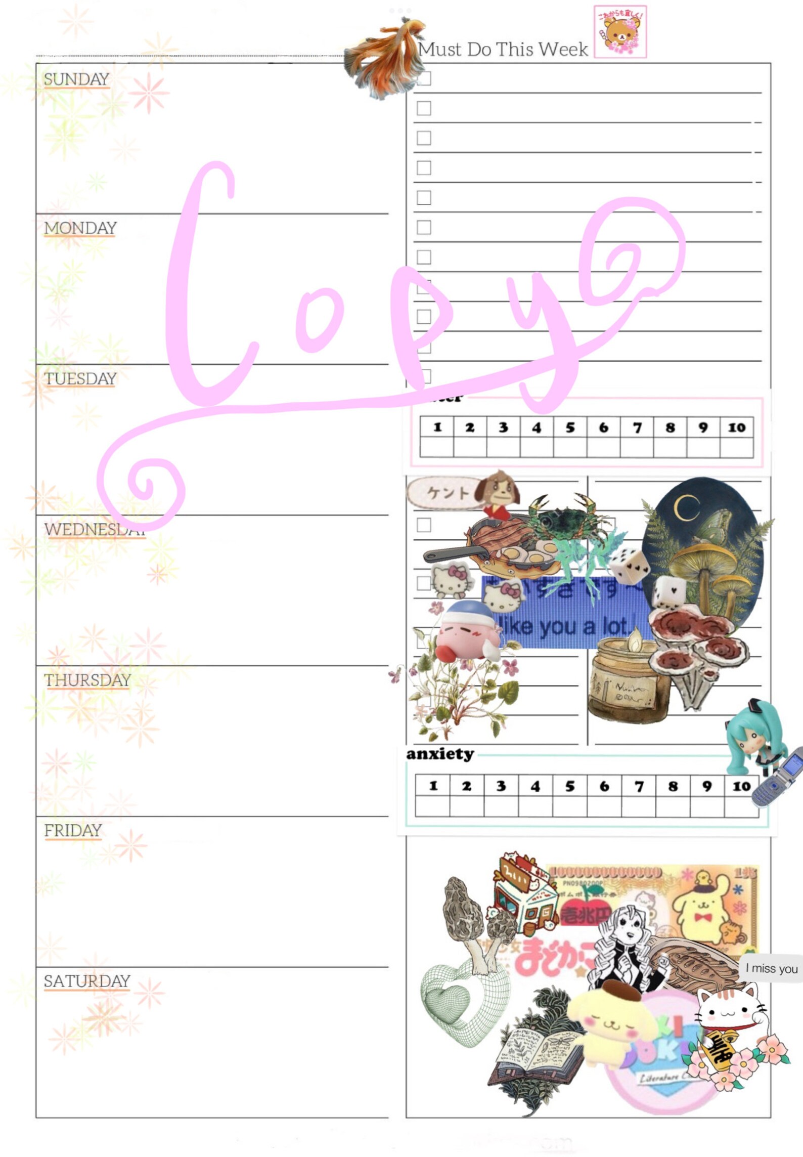 Cute Digital Printable Weekly Planner - Etsy