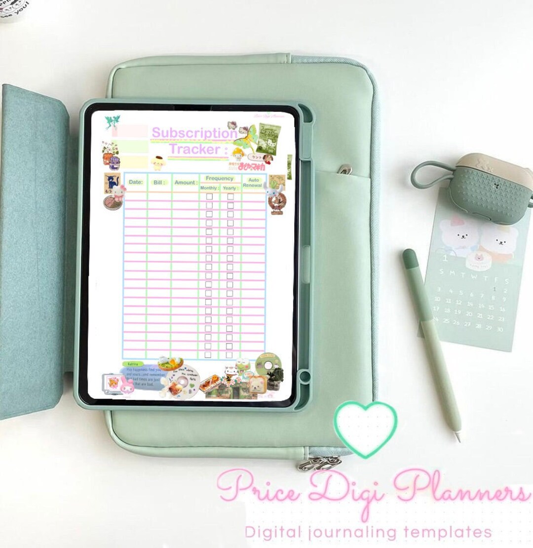 Cute Printable Digital Subscription Tracker - Etsy