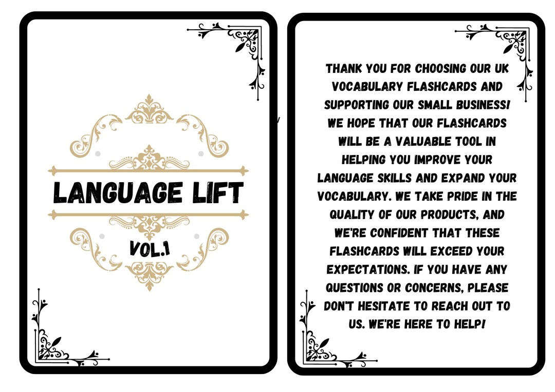 Language Lift Flashcards - Etsy