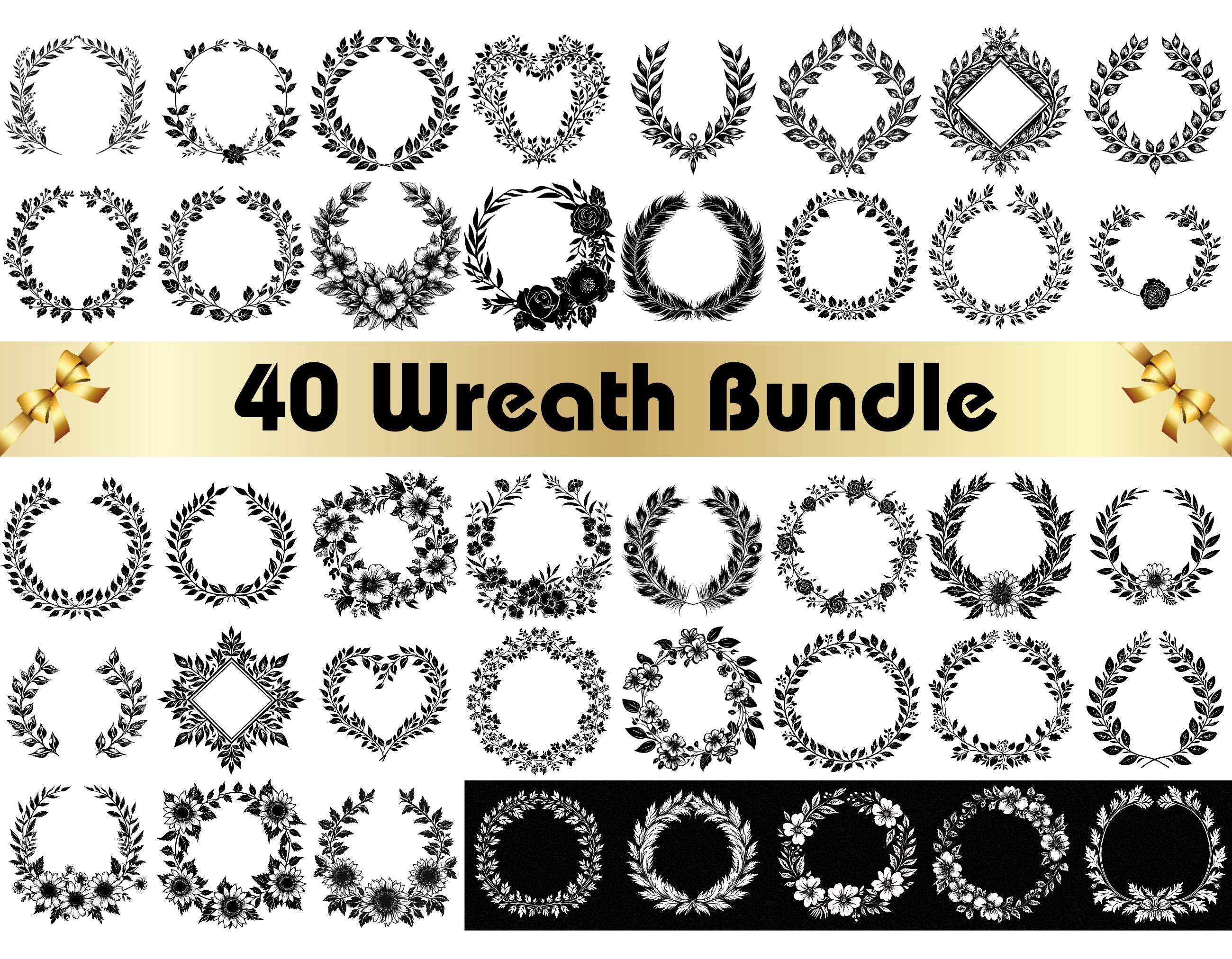 Wreath SVG, Wedding Wreath Svg, Wreath Svg Bundle, Rose Wreath Svg ...