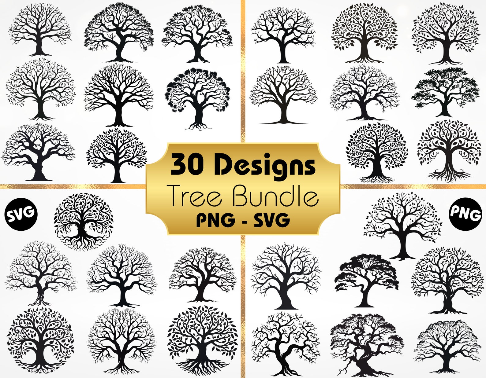 Tree Silhouette Svg SVG Files for Cricut Tree Silhouette - Etsy