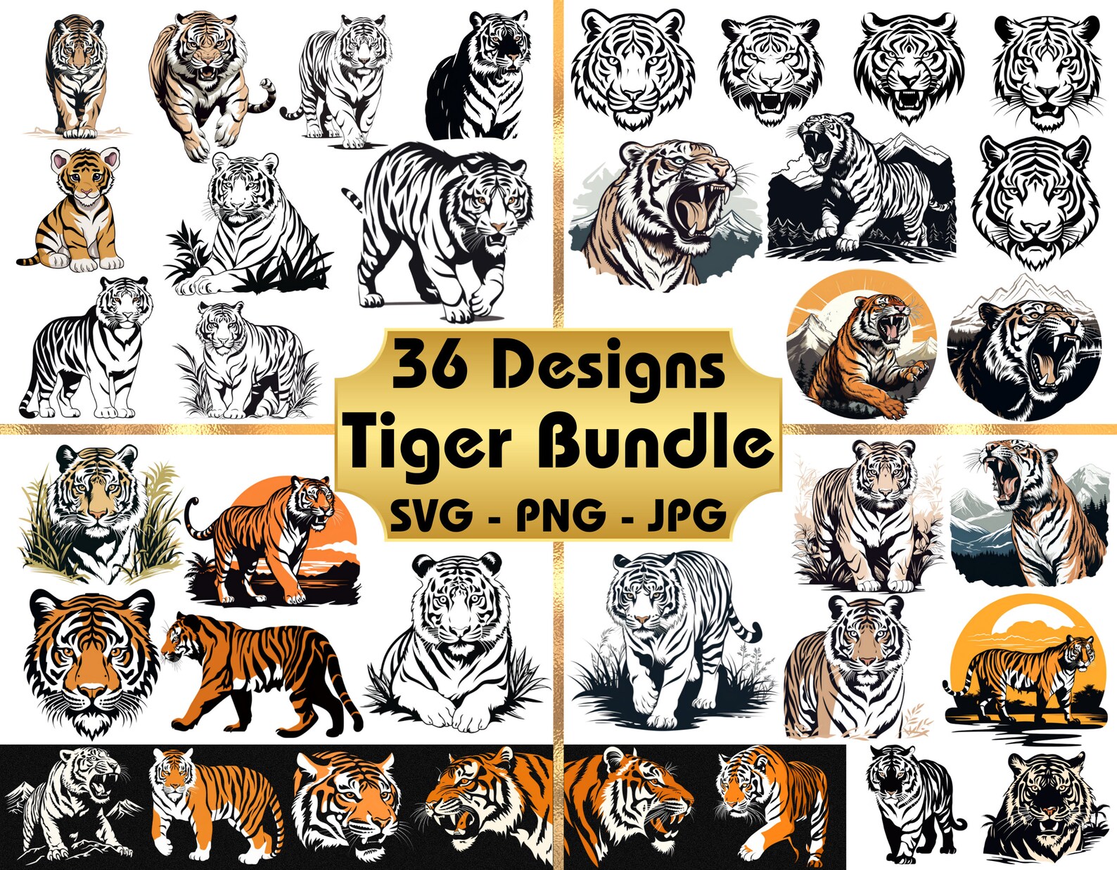 Tiger Svg, Tiger Svg Bundle, Tiger Clipart,svg Files for Cricut,tiger ...
