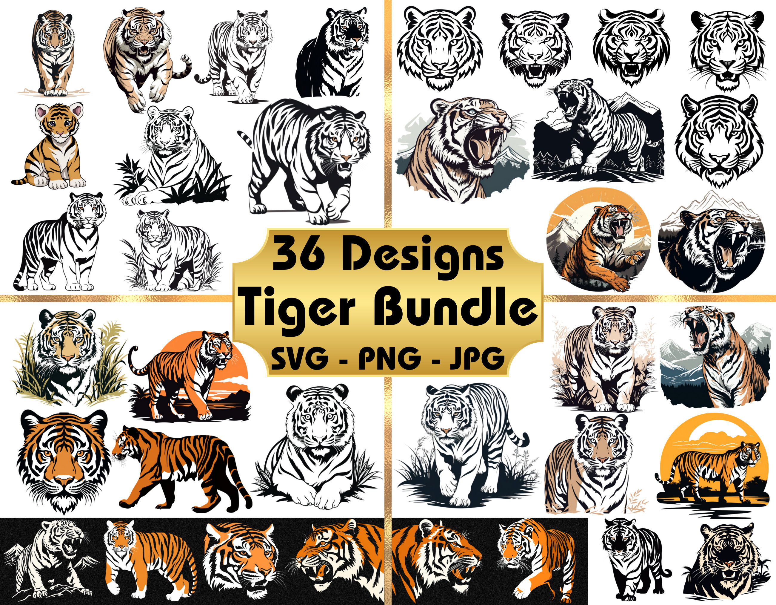 Tiger Svg, Tiger Svg Bundle, Tiger Clipart,svg Files for Cricut,tiger ...