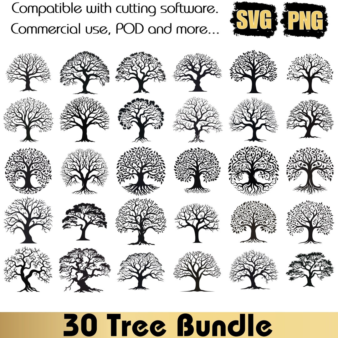 Tree Silhouette Svg, SVG Files for Cricut, Tree Silhouette, Tree Png ...
