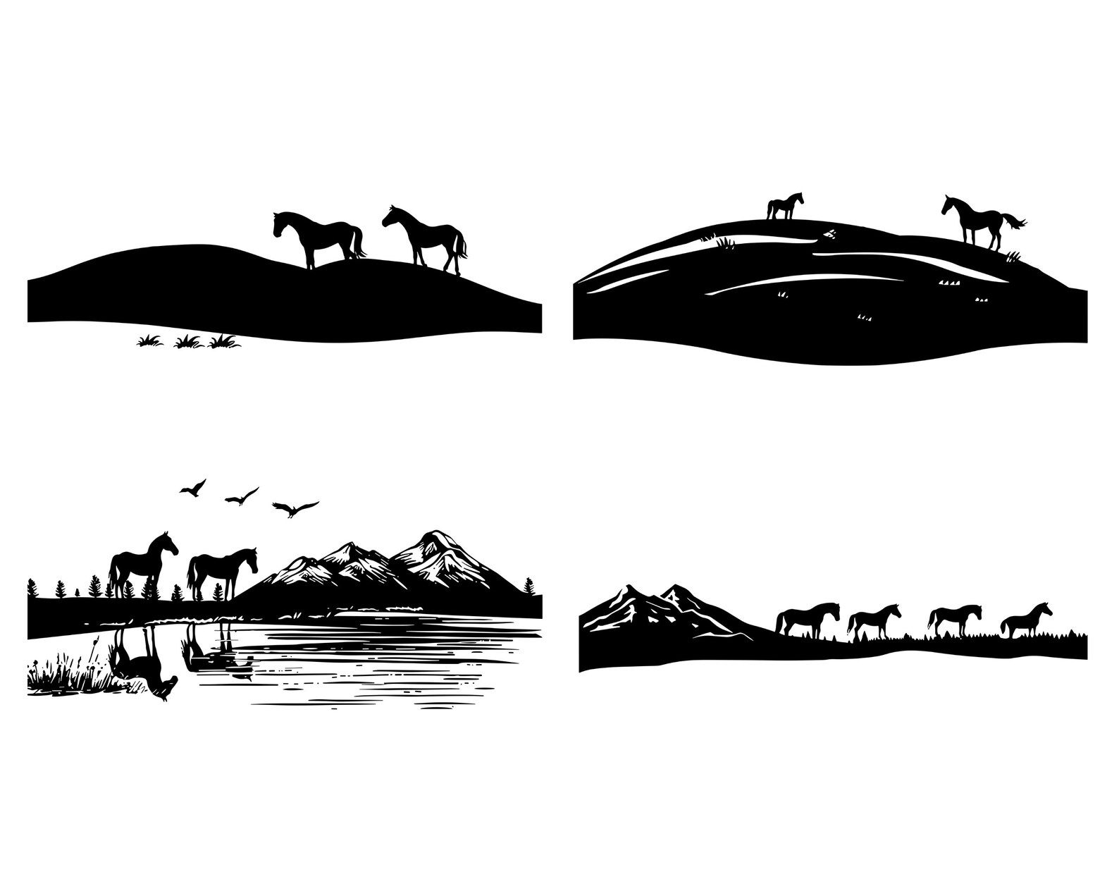 Horse Horizon Landscape, Horse Svg, Horse Vector, Horse Silhouette ...