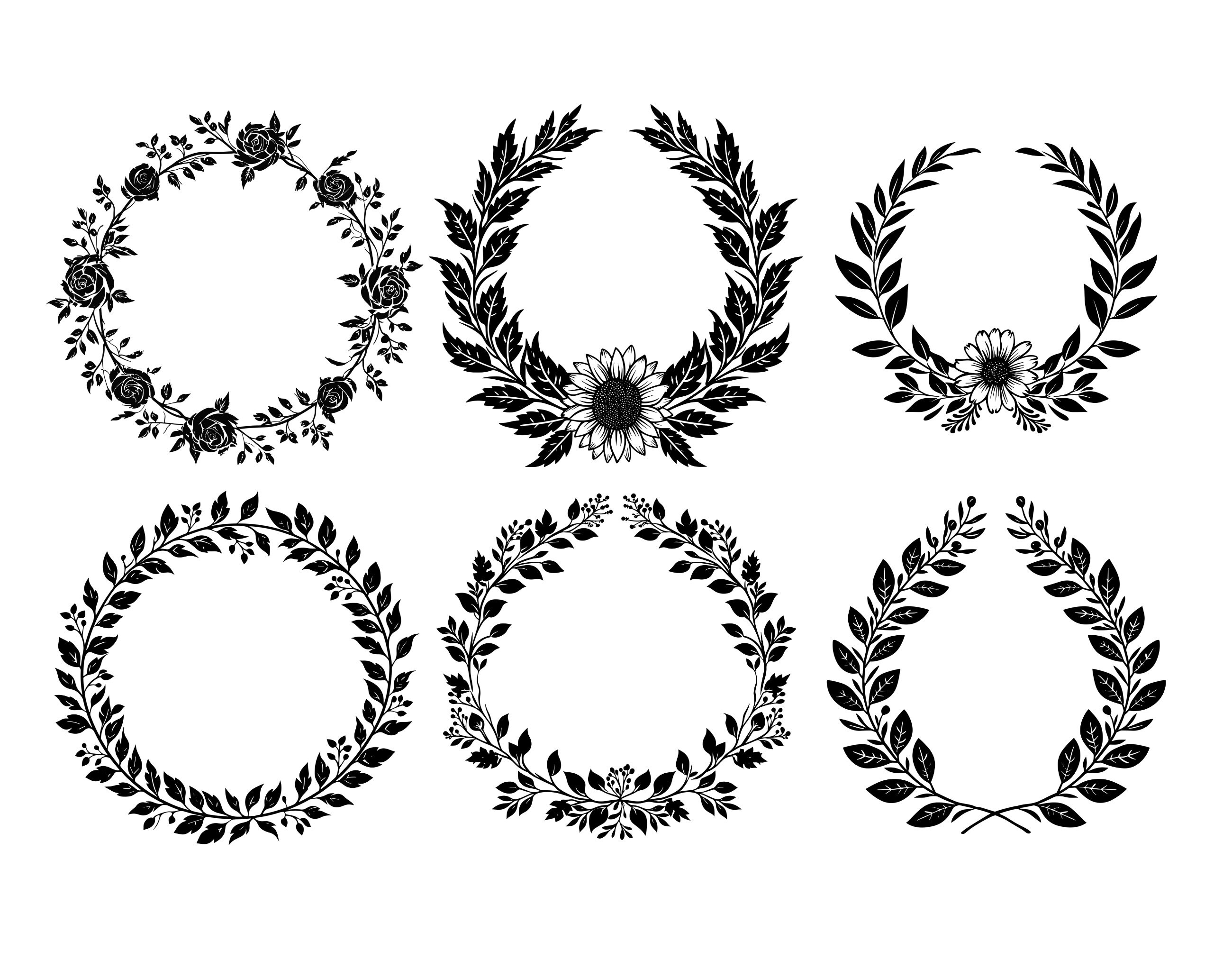 Wreath SVG, Wedding Wreath Svg, Wreath Svg Bundle, Rose Wreath Svg ...