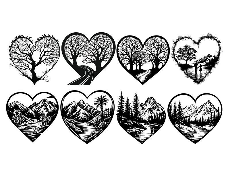 Heart SVG, Heart With Scenery, Heart Cut File, Heart Vector,heart Laser ...