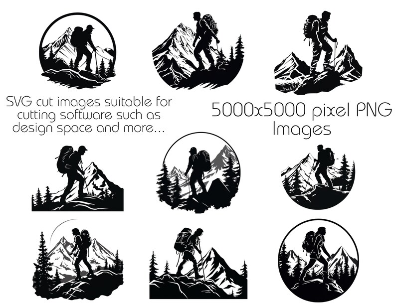 Hiking Svg Hiking Svg Cut File Hiking Svg Bundle Hiking Clipart