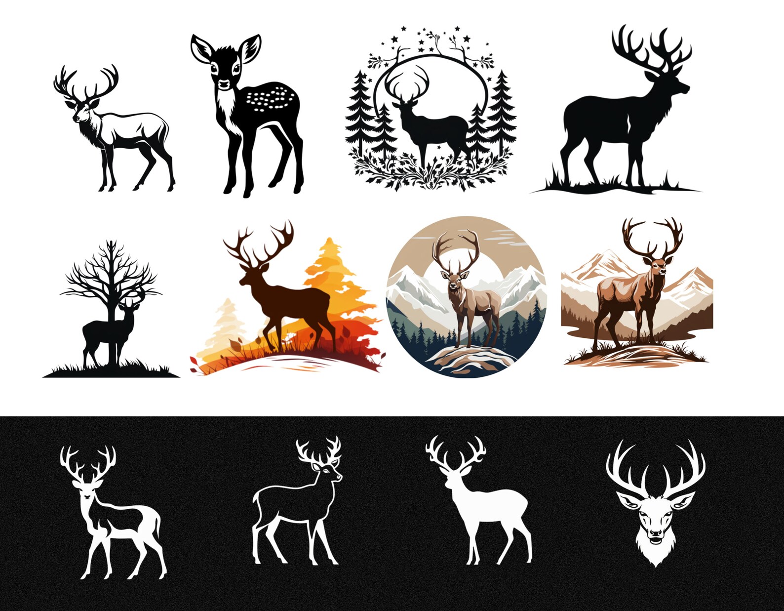 Deer SVG Bundle, Deer Svg, Deer Clipart, Deer Png, Deer Head Svg ...