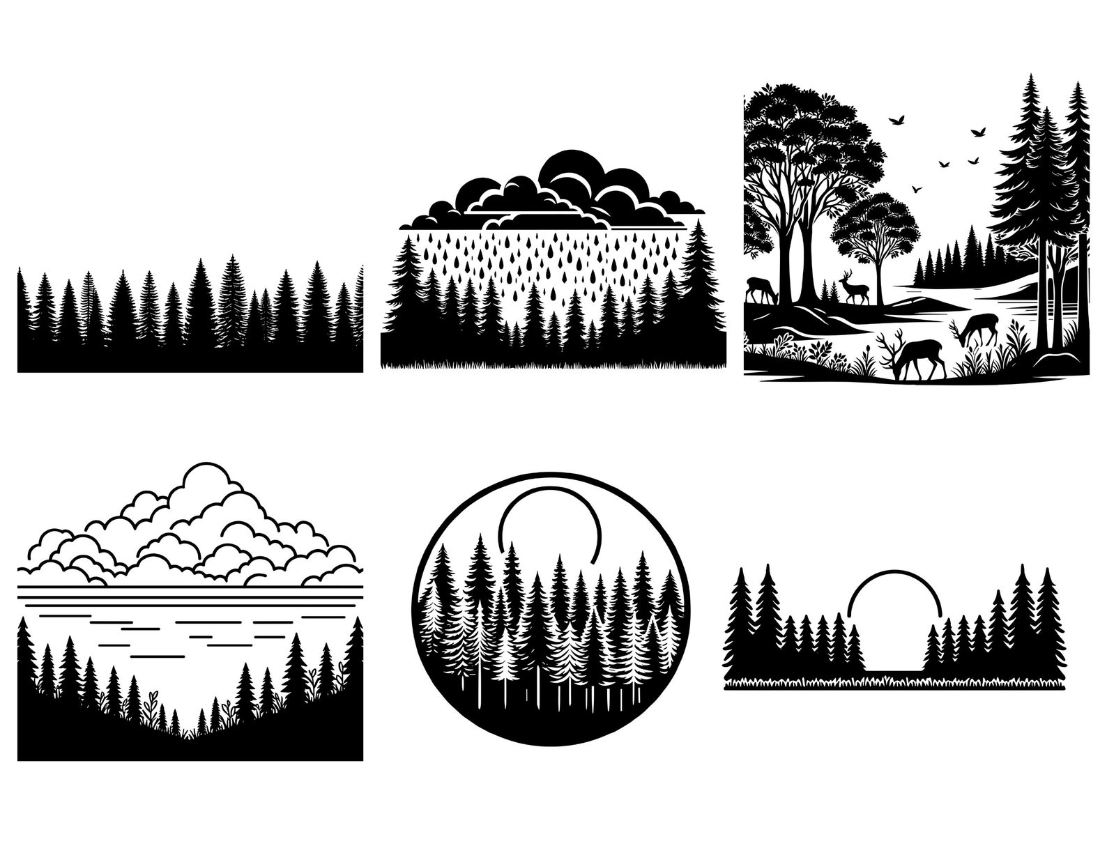 Forest SVG, Forest Scene Svg, Forest Silhouette, Landscape Svg ...