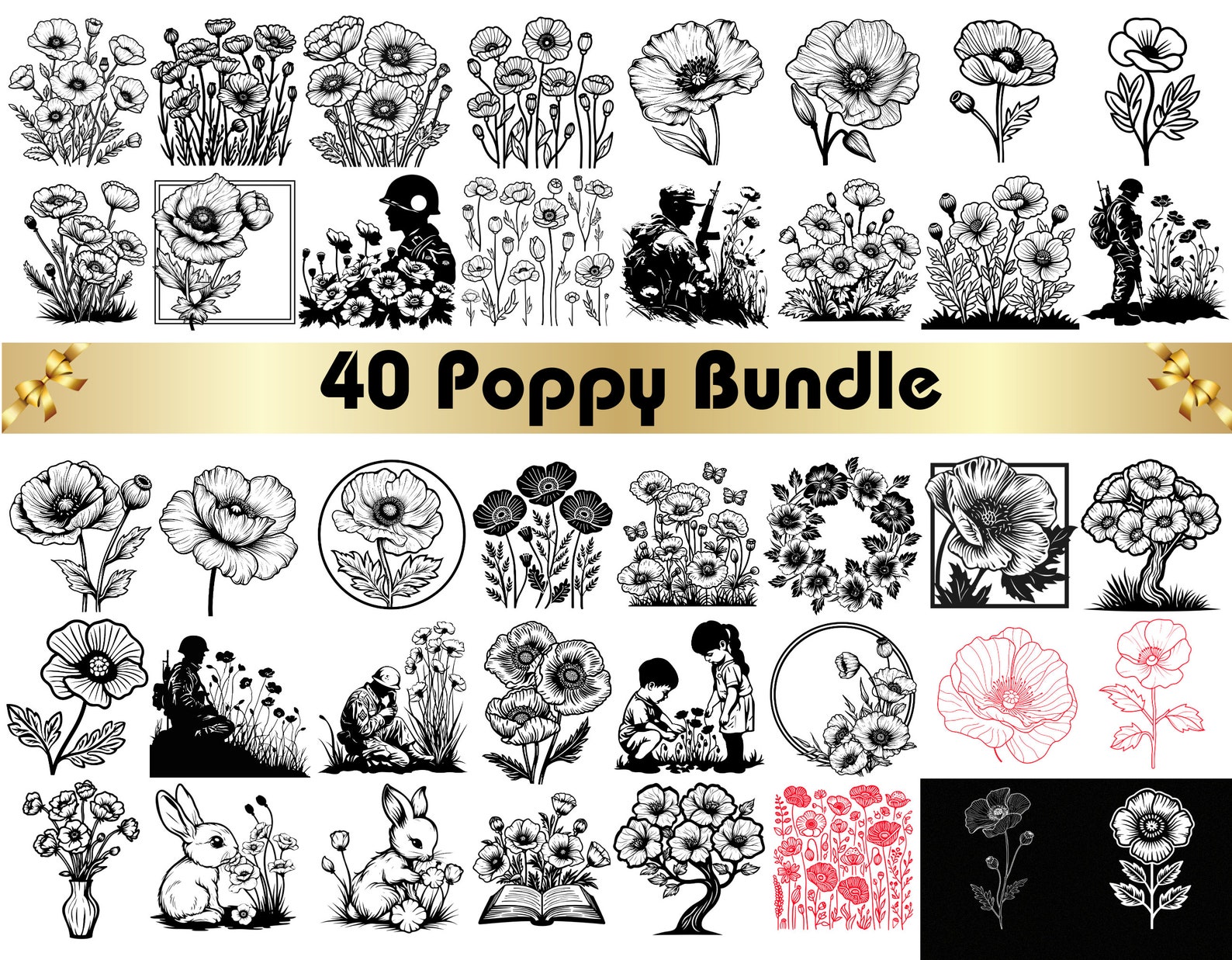 Poppy SVG, Poppies Svg, Poppy Svg File, Poppy Art, Poppy Clipart, Poppy ...