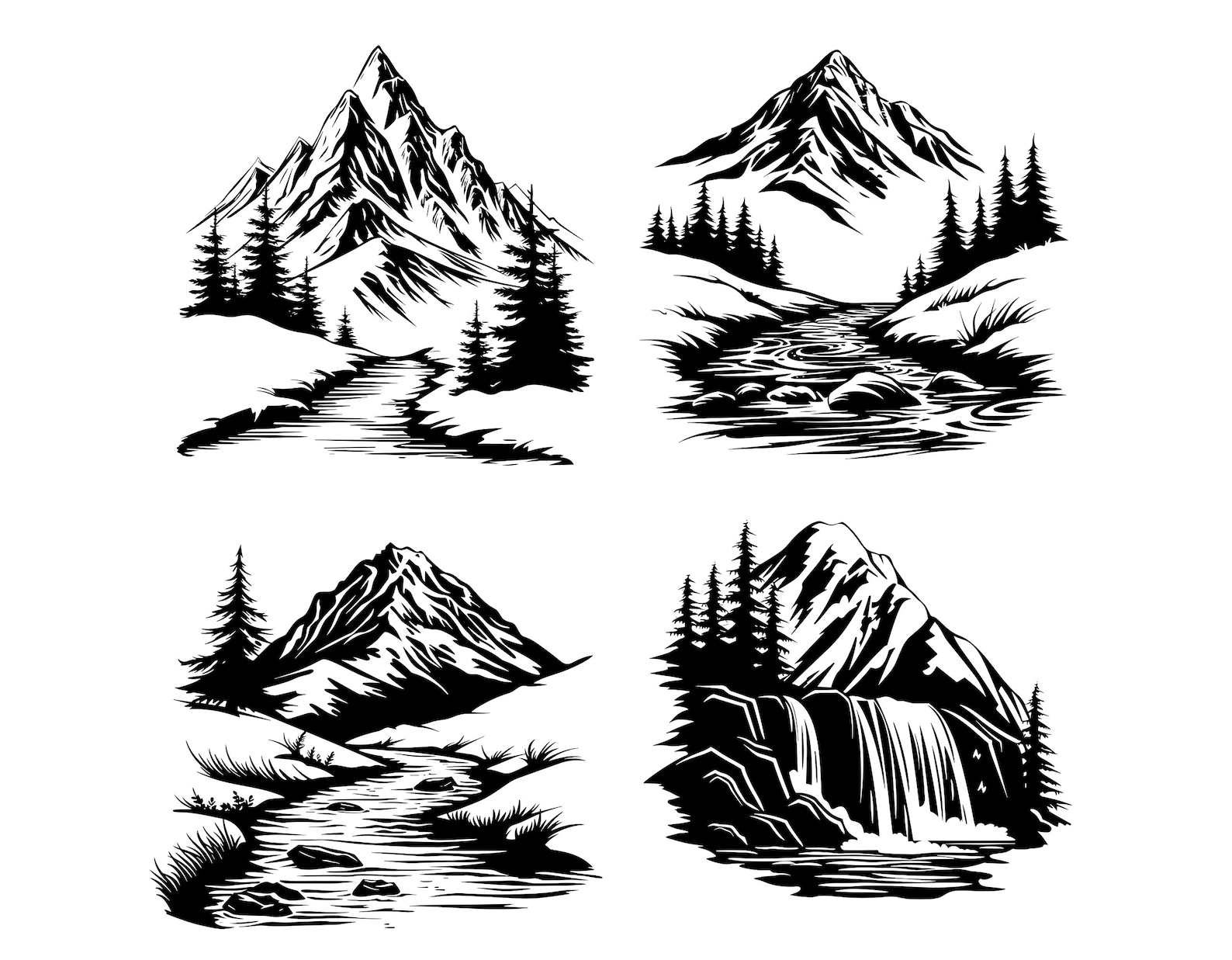 Mountains Svg, Mountain Range Svg, Mountain Svg Bundle, SVG Files for ...