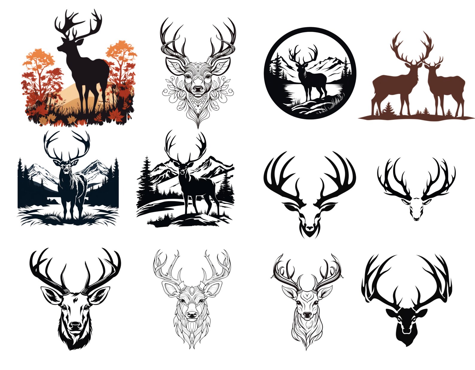 Deer SVG Bundle, Deer Svg, Deer Clipart, Deer Png, Deer Head Svg ...