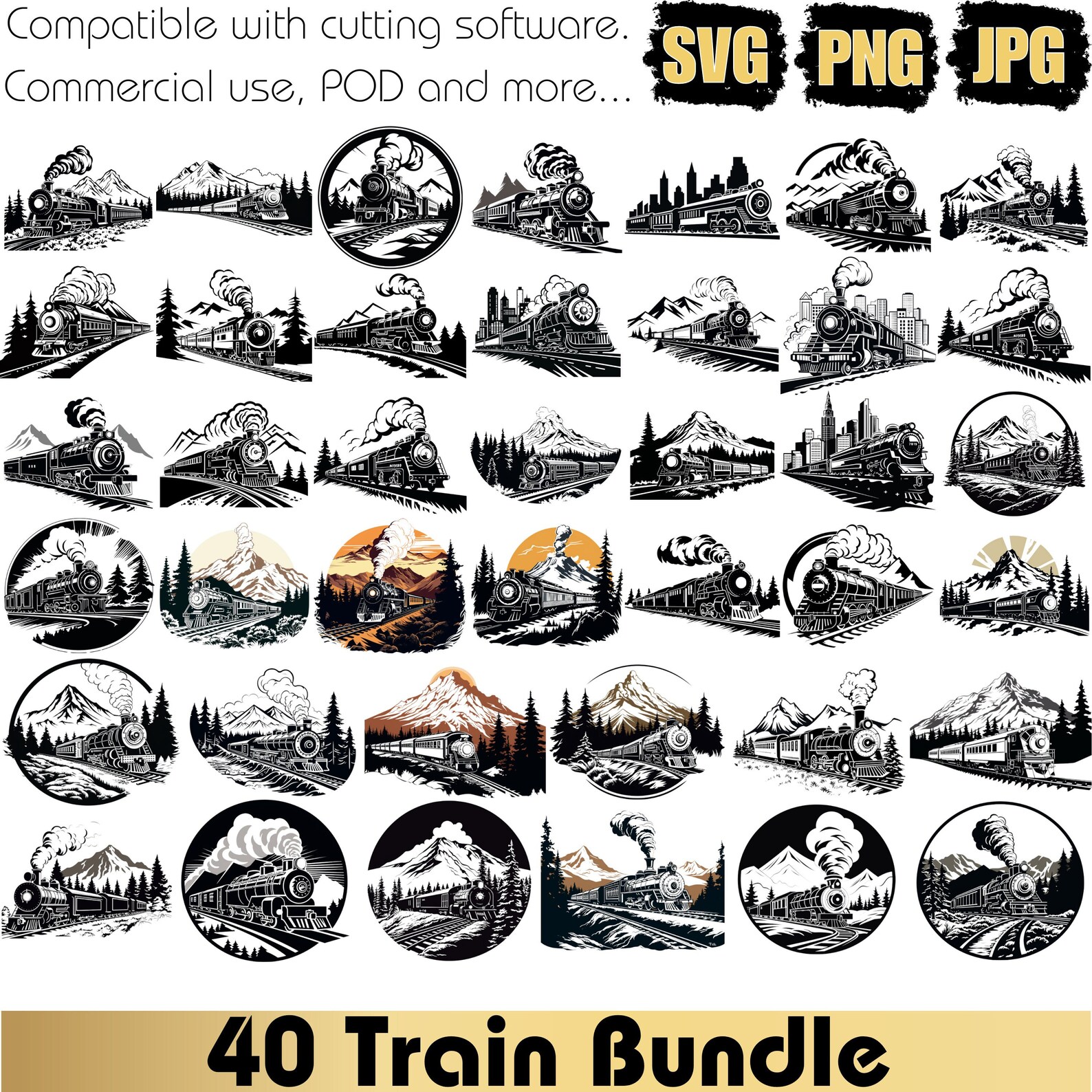 Train Svg, Train Svg Files, SVG Files for Cricut, Train Clipart, Steam ...