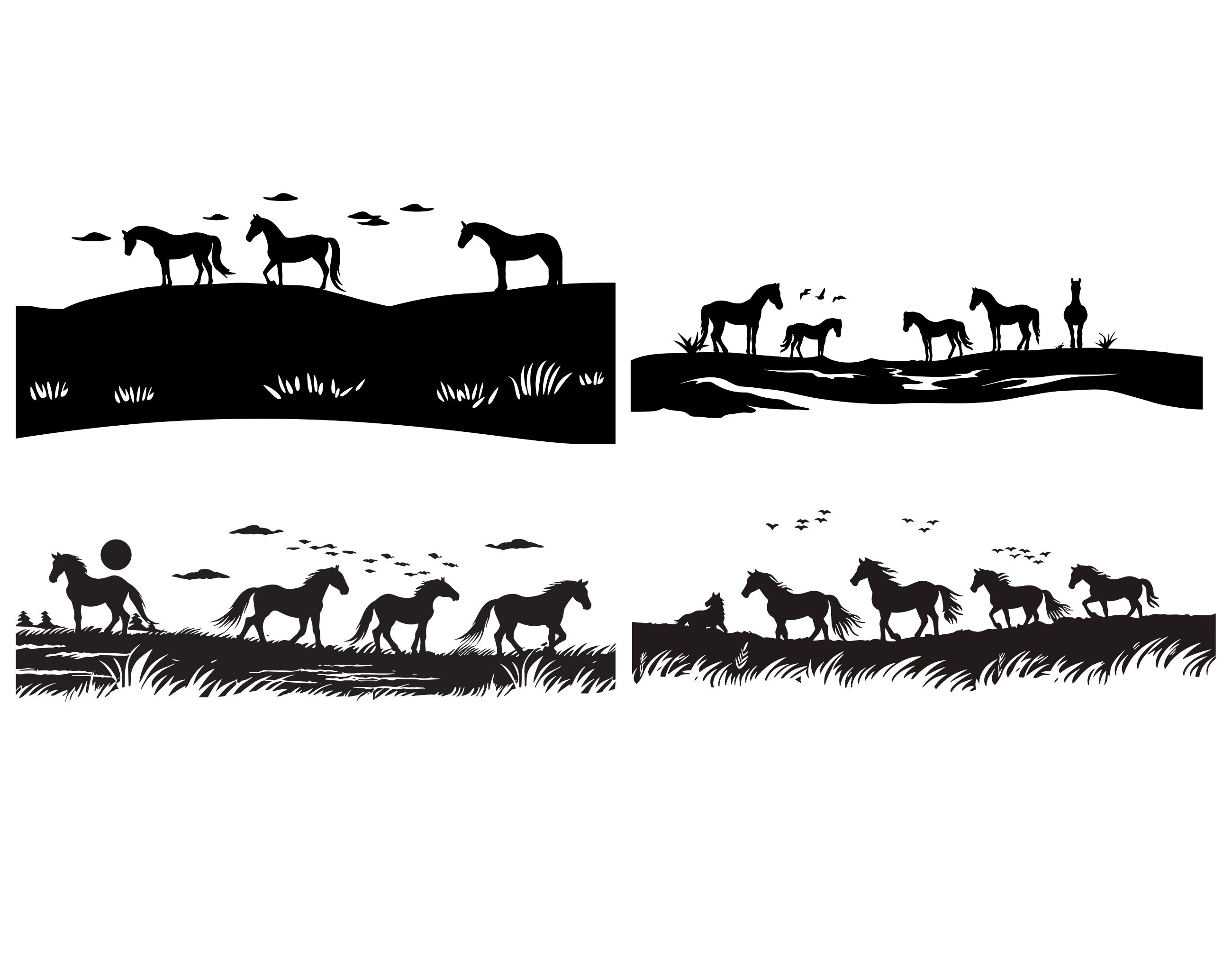 Horse Horizon Landscape, Horse Svg, Horse Vector, Horse Silhouette ...