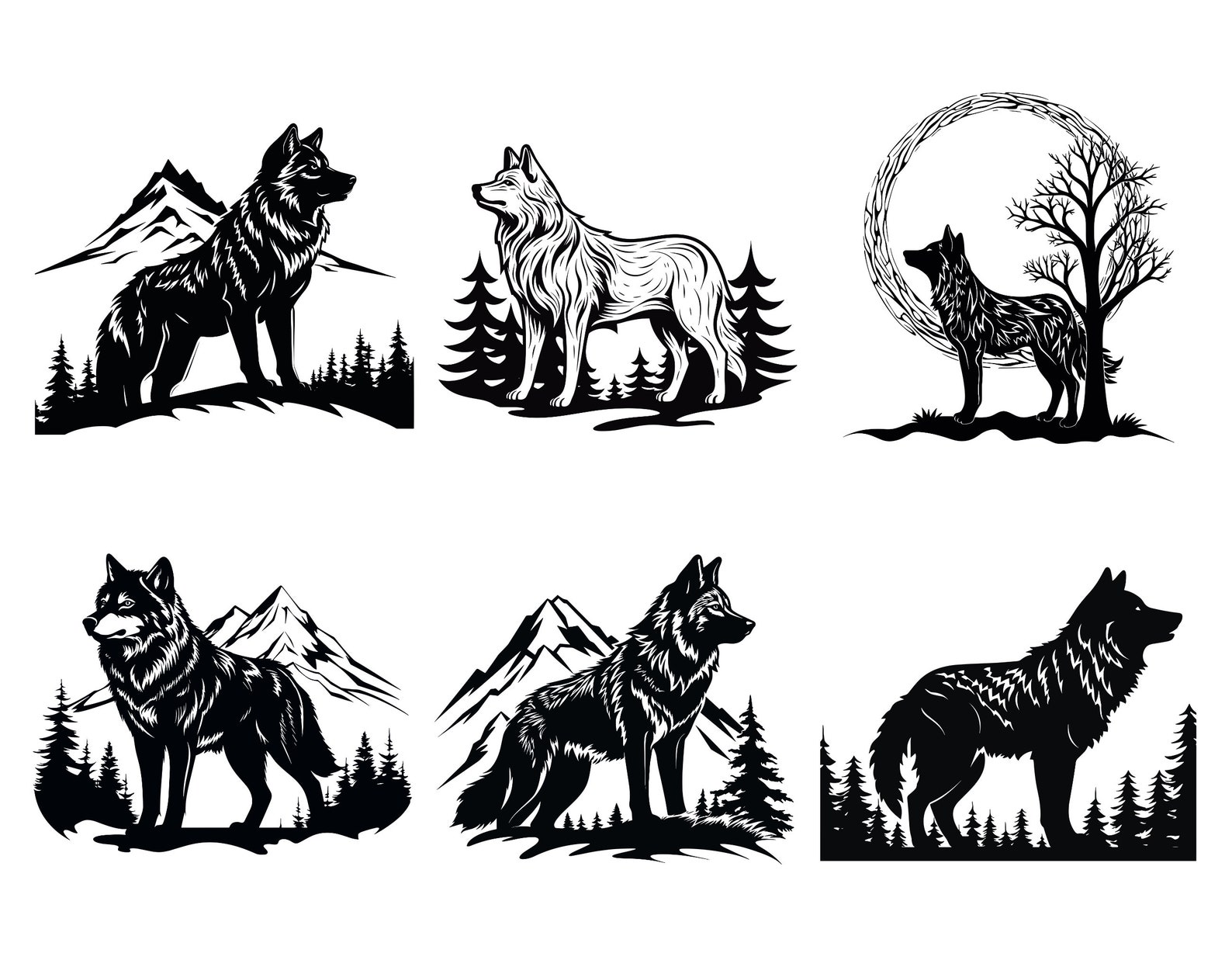 Wolf Svg, Wolf Svg Bundle, Wolf Png, Wolf Clipart, Wolf Head Svg, Wolf ...