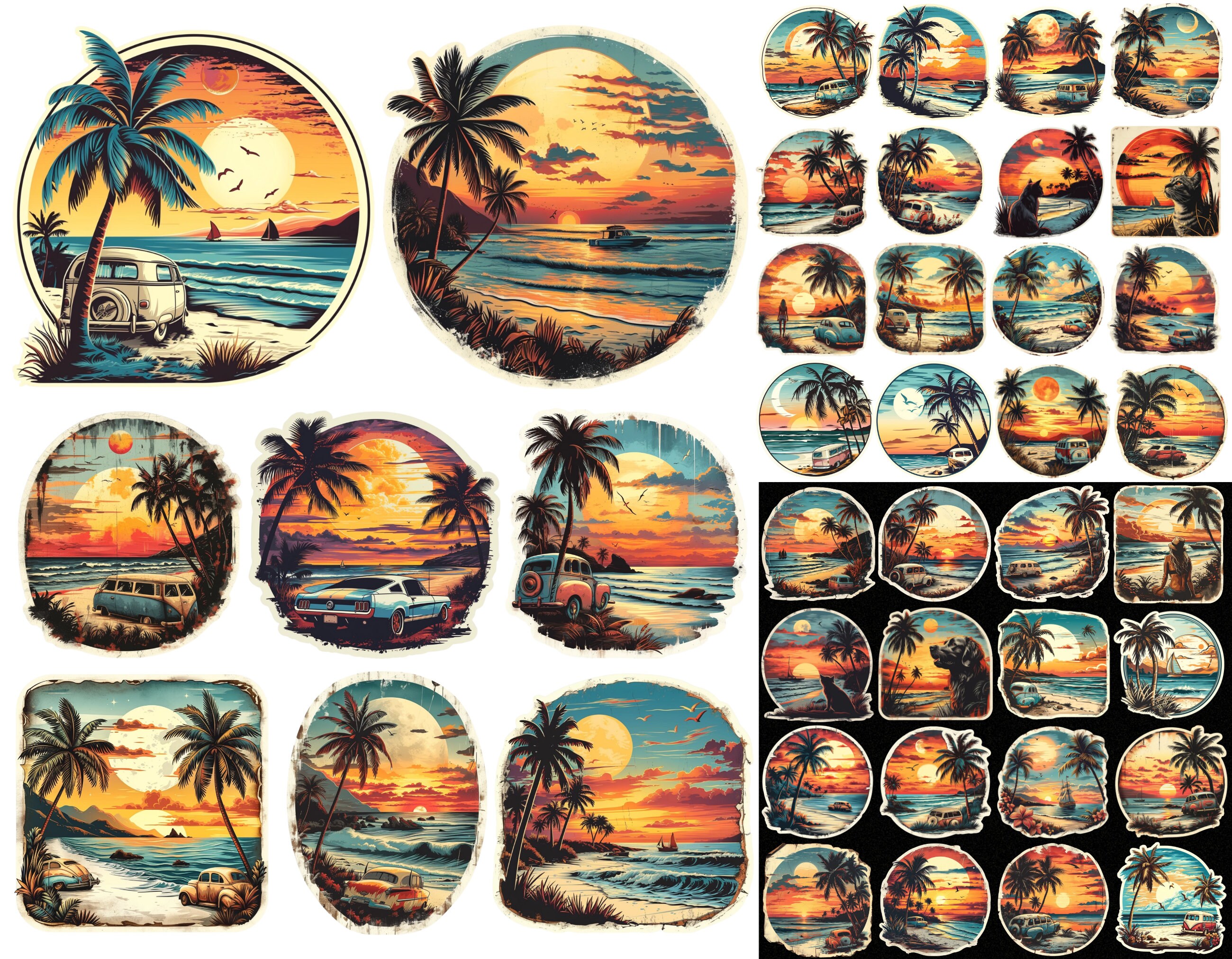 Retro Sunset Png,beach Png,retro Sunset Design,sunset Png,retro Png ...
