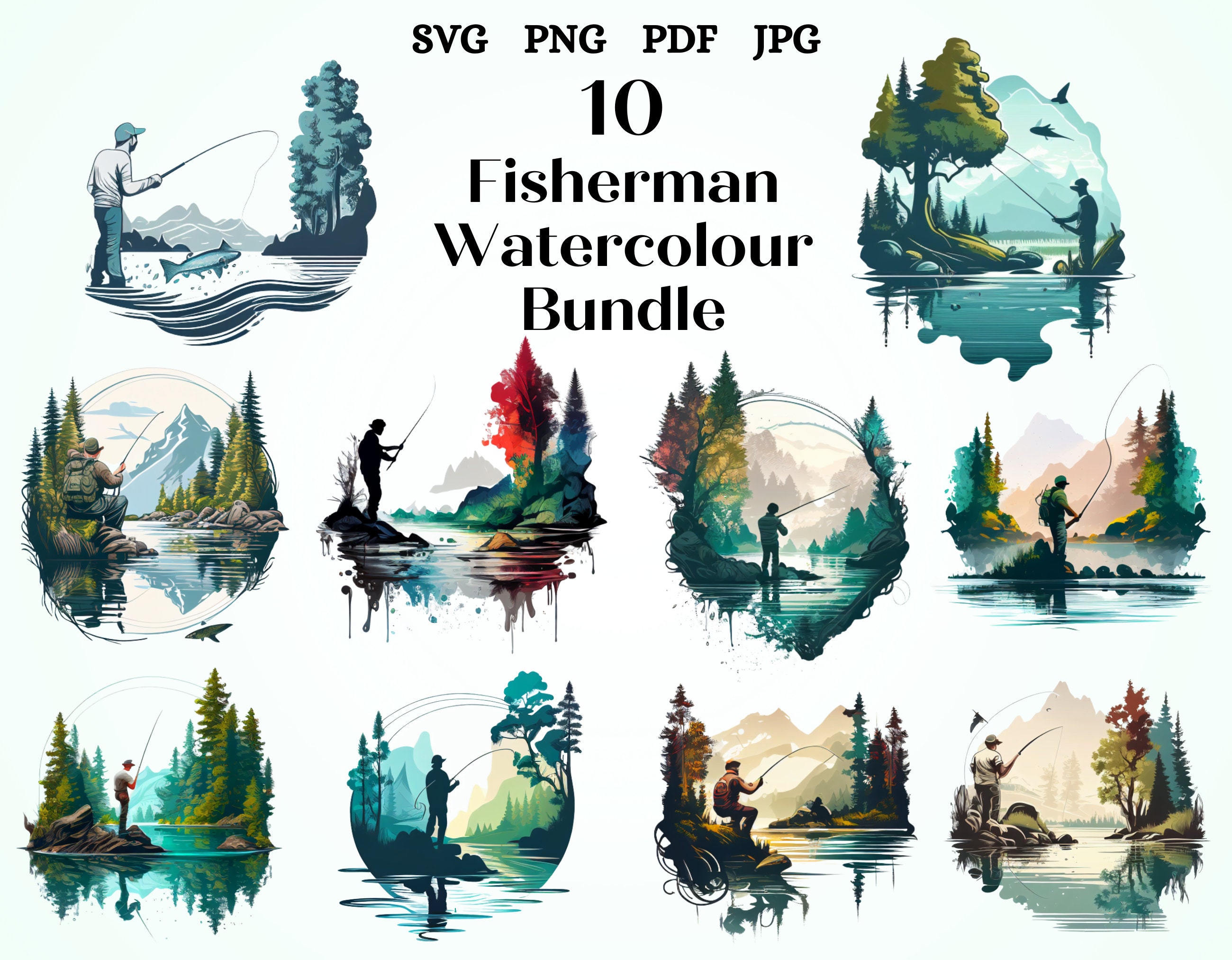 Fisherman Svg Fishing Svg Fishing Clipart Fishing Clipart - Etsy