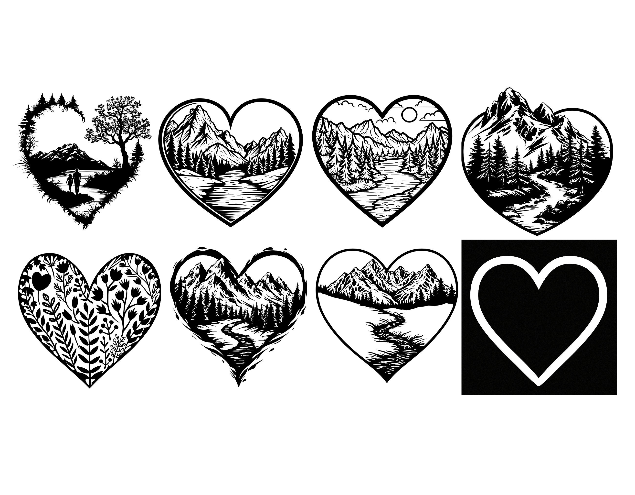 Heart SVG, Heart With Scenery, Heart Cut File, Heart Vector,heart Laser ...