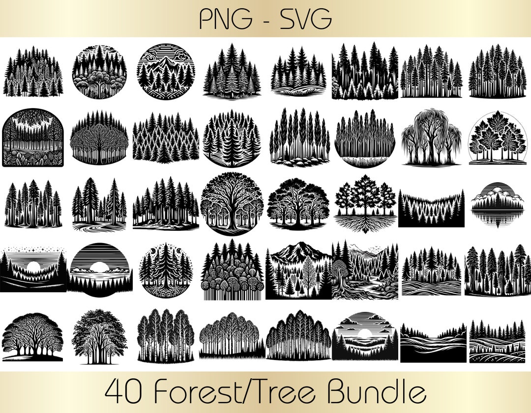 Forest SVG, Forest Scene Svg, Forest Silhouette, Landscape Svg ...