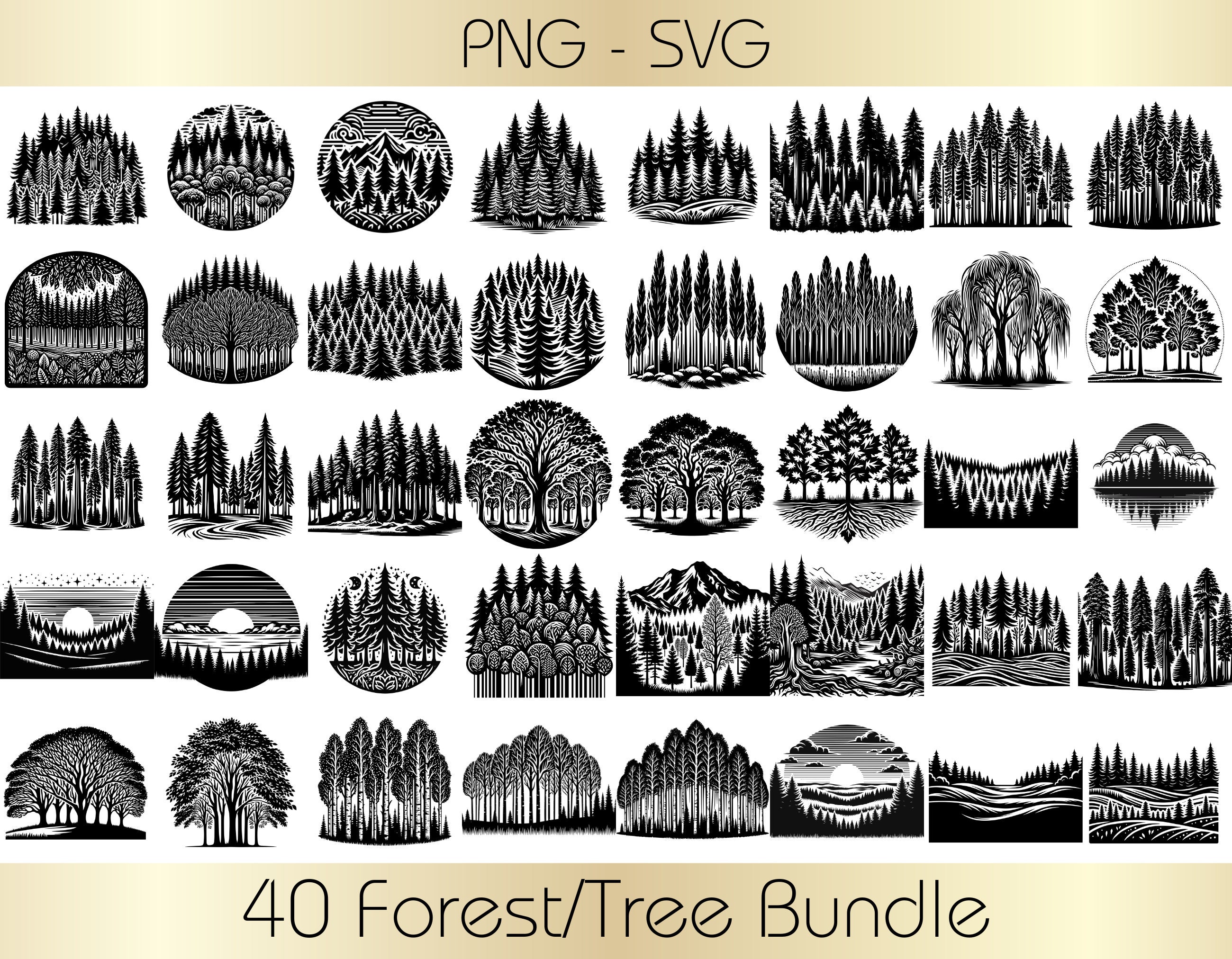 Forest SVG, Forest Scene Svg, Forest Silhouette, Landscape Svg ...
