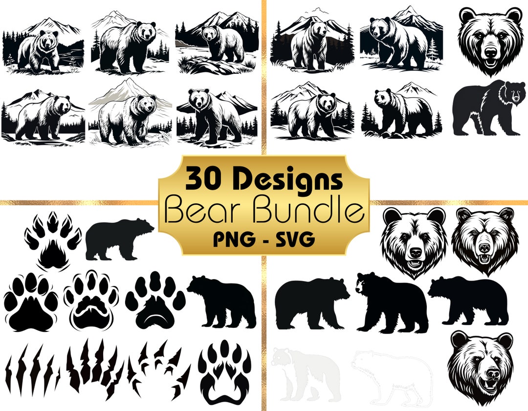 Bear Svg, Bear Svg Cut File, SVG Files for Cricut, Mountain Svg, Bear ...