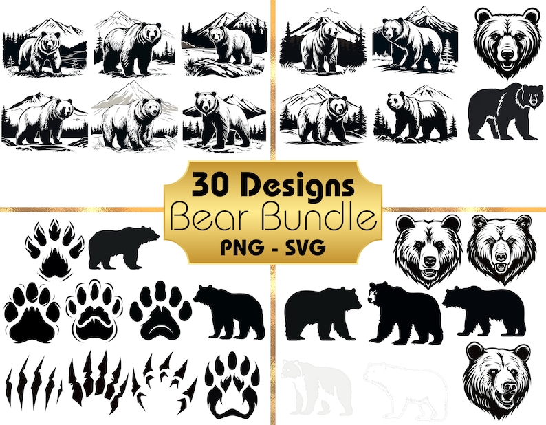 Bear Svg, Bear Svg Cut File, SVG Files for Cricut, Mountain Svg, Bear ...