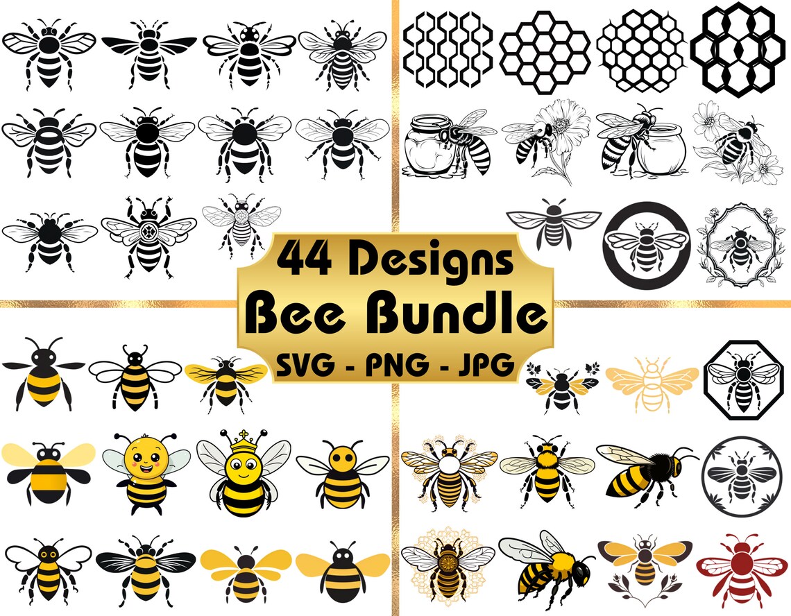 Bee SVG Bee Bundle Svg Bee Clipart Cute Bee Clipart Bee - Etsy