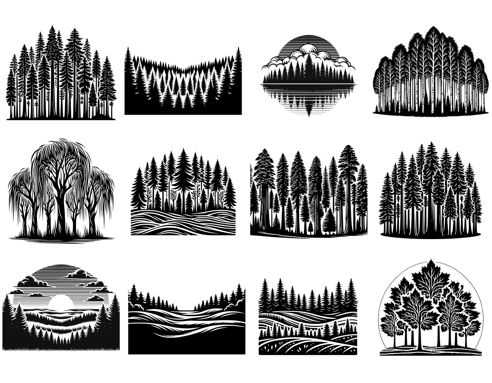 Forest SVG, Forest Scene Svg, Forest Silhouette, Landscape Svg ...