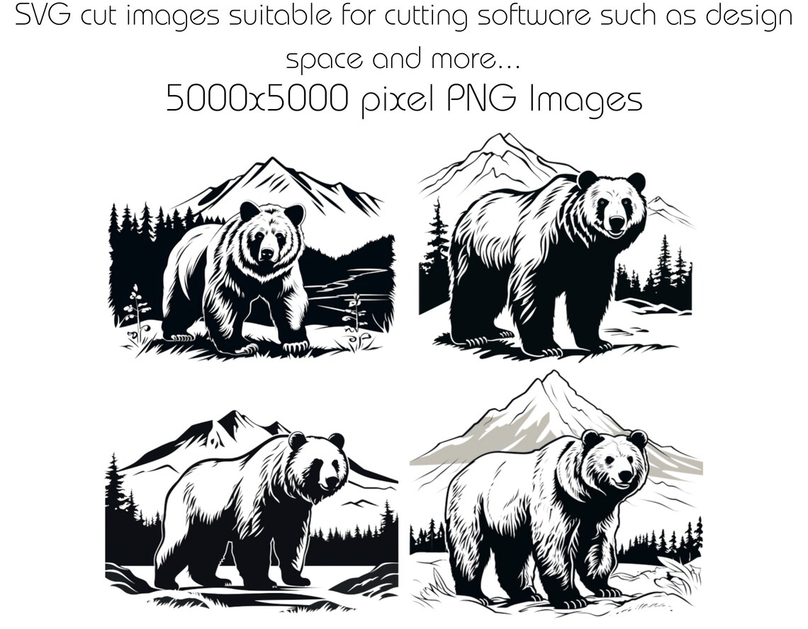Bear Svg, Bear Svg Cut File, SVG Files for Cricut, Mountain Svg, Bear ...