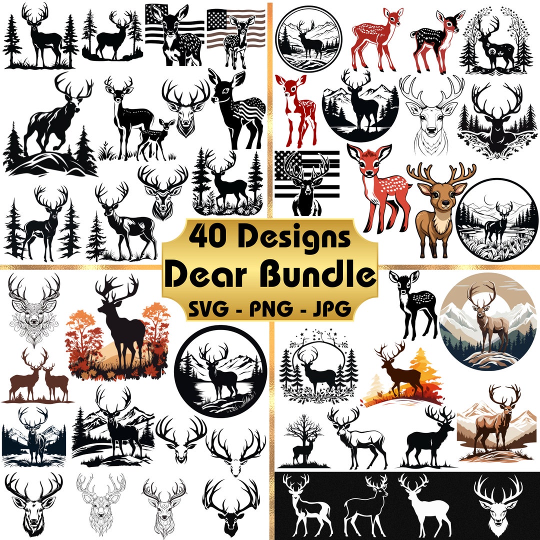 Deer SVG Bundle, Deer Svg, Deer Clipart, Deer Png, Deer Head Svg ...