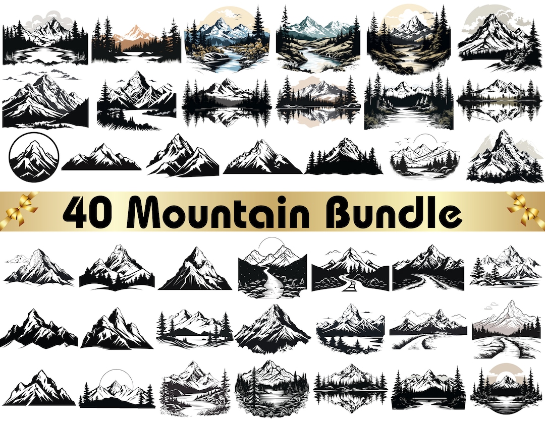 Mountains Svg, Mountain Range Svg, Mountain Svg Bundle, SVG Files for ...
