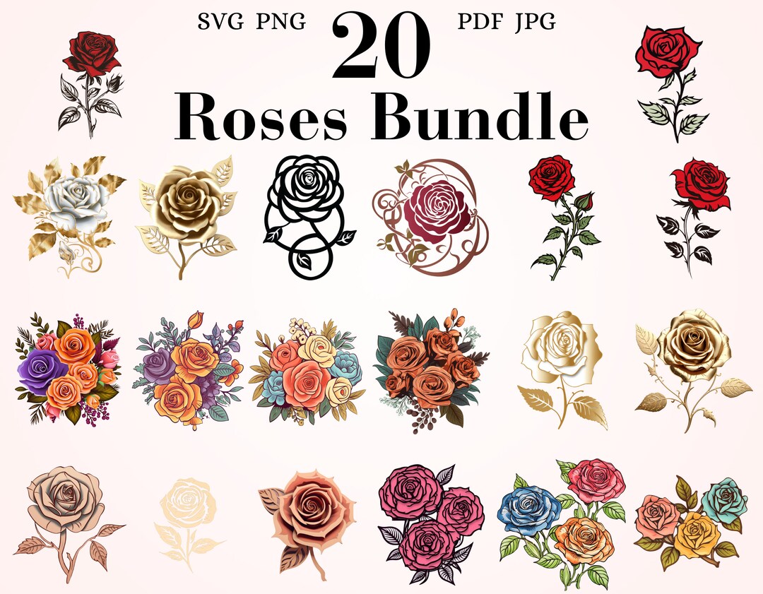 Rose svg Rose svg bundle Rose png Rose png clipart Rose - Etsy España