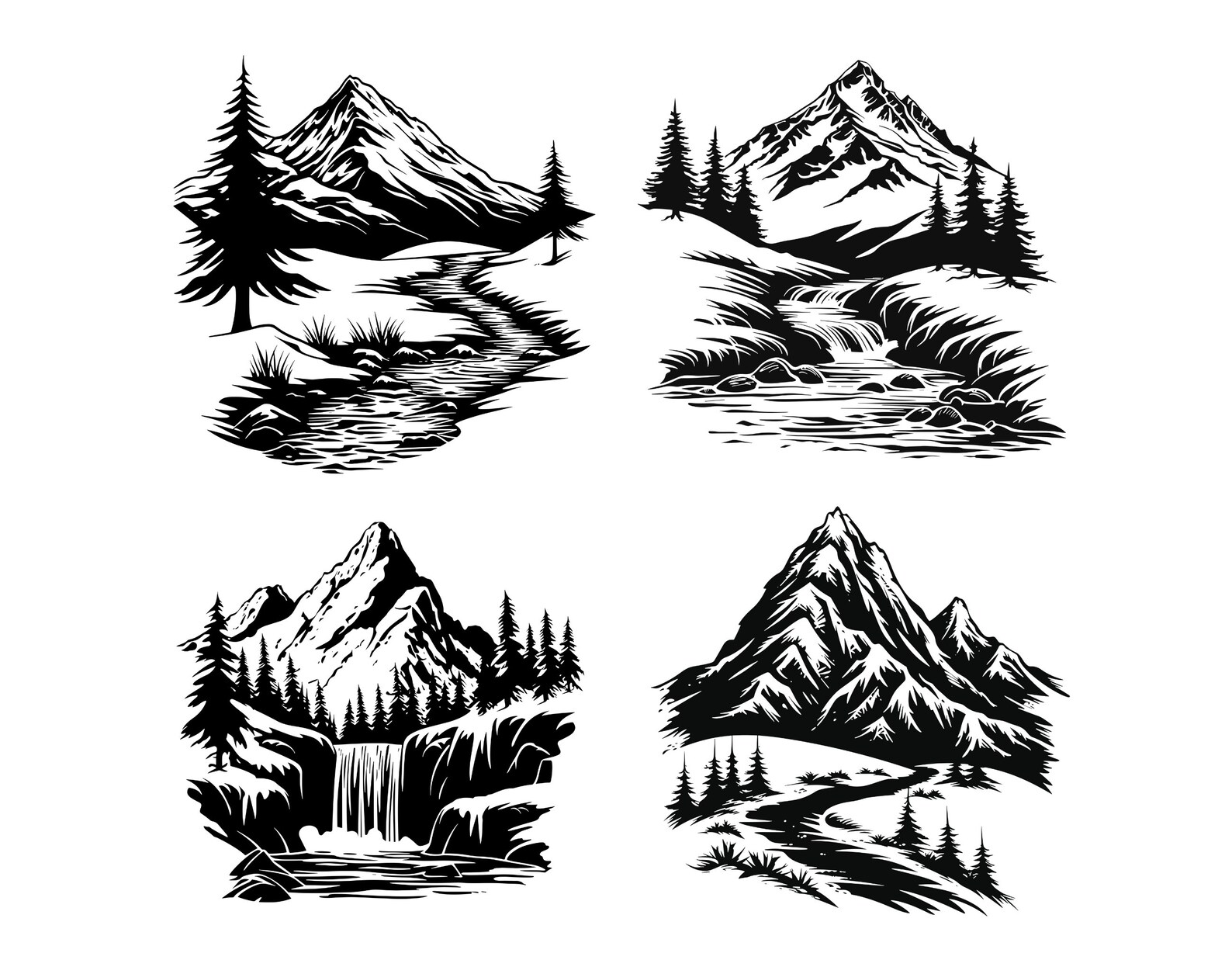 Mountains Svg, Mountain Range Svg, Mountain Svg Bundle, SVG Files for ...