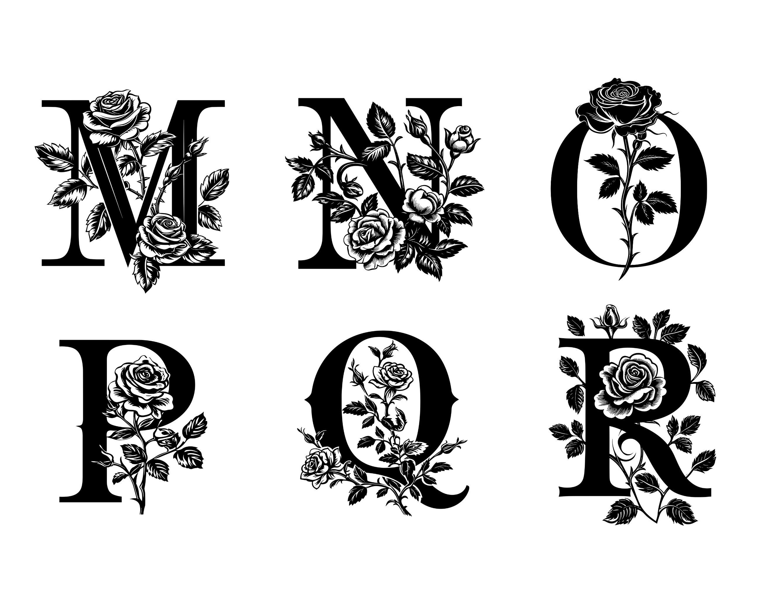 Floral Letters Svg, Rose Font, Rose Letters, Letters SVG, Letters Svg ...