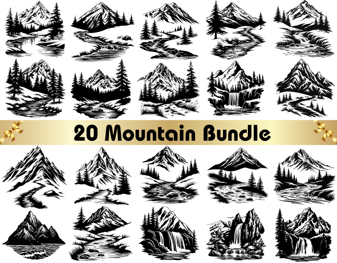Berge svg, Gebirgskette svg, Berg svg bündel, SVG-Dateien für Cricut ...