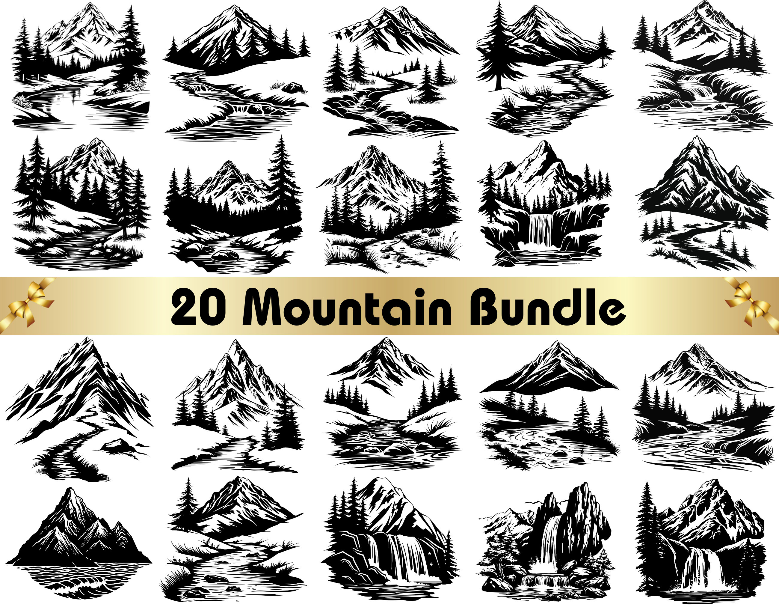 Mountains Svg, Mountain Range Svg, Mountain Svg Bundle, SVG Files for ...