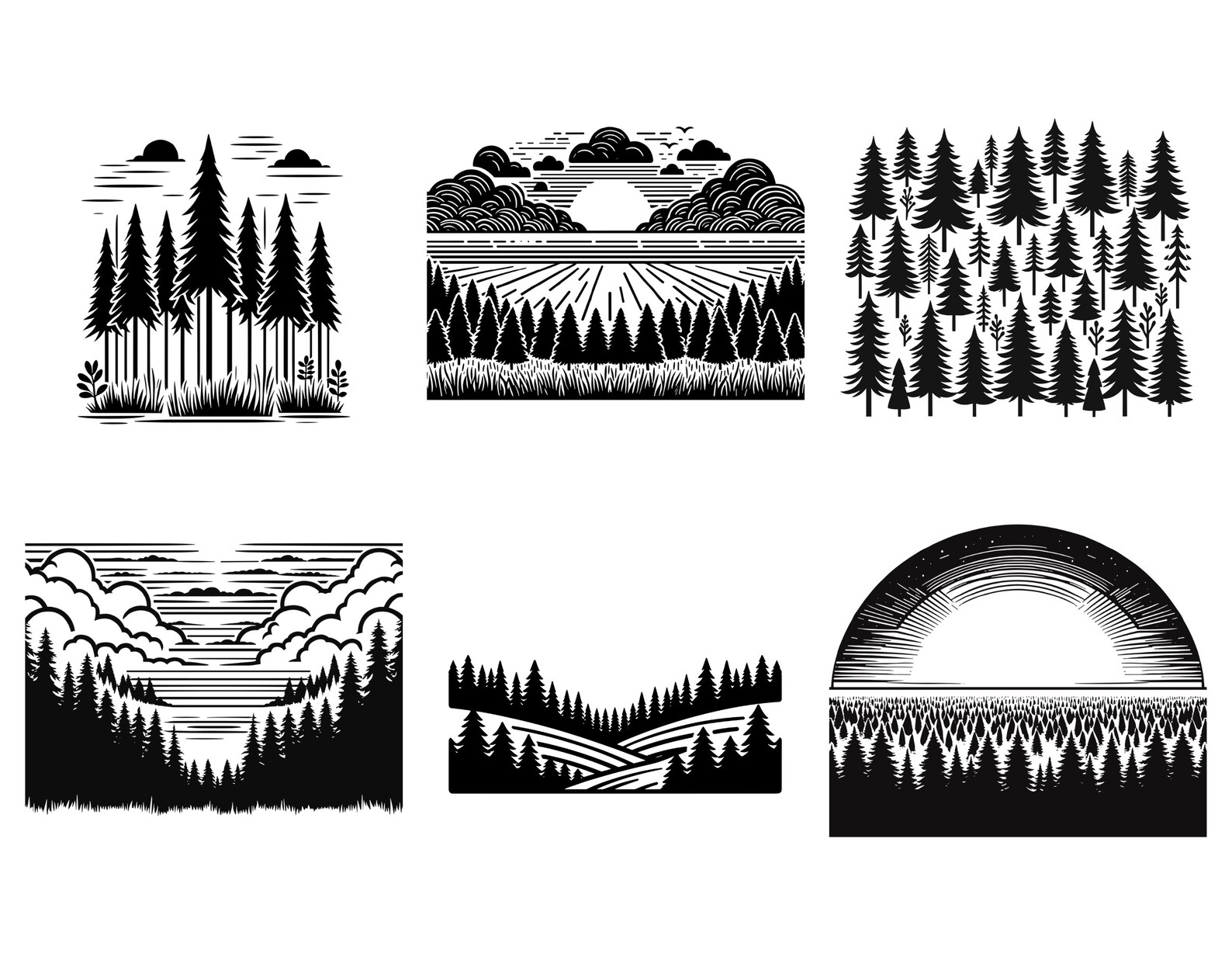 Forest SVG, Forest Scene Svg, Forest Silhouette, Landscape Svg ...