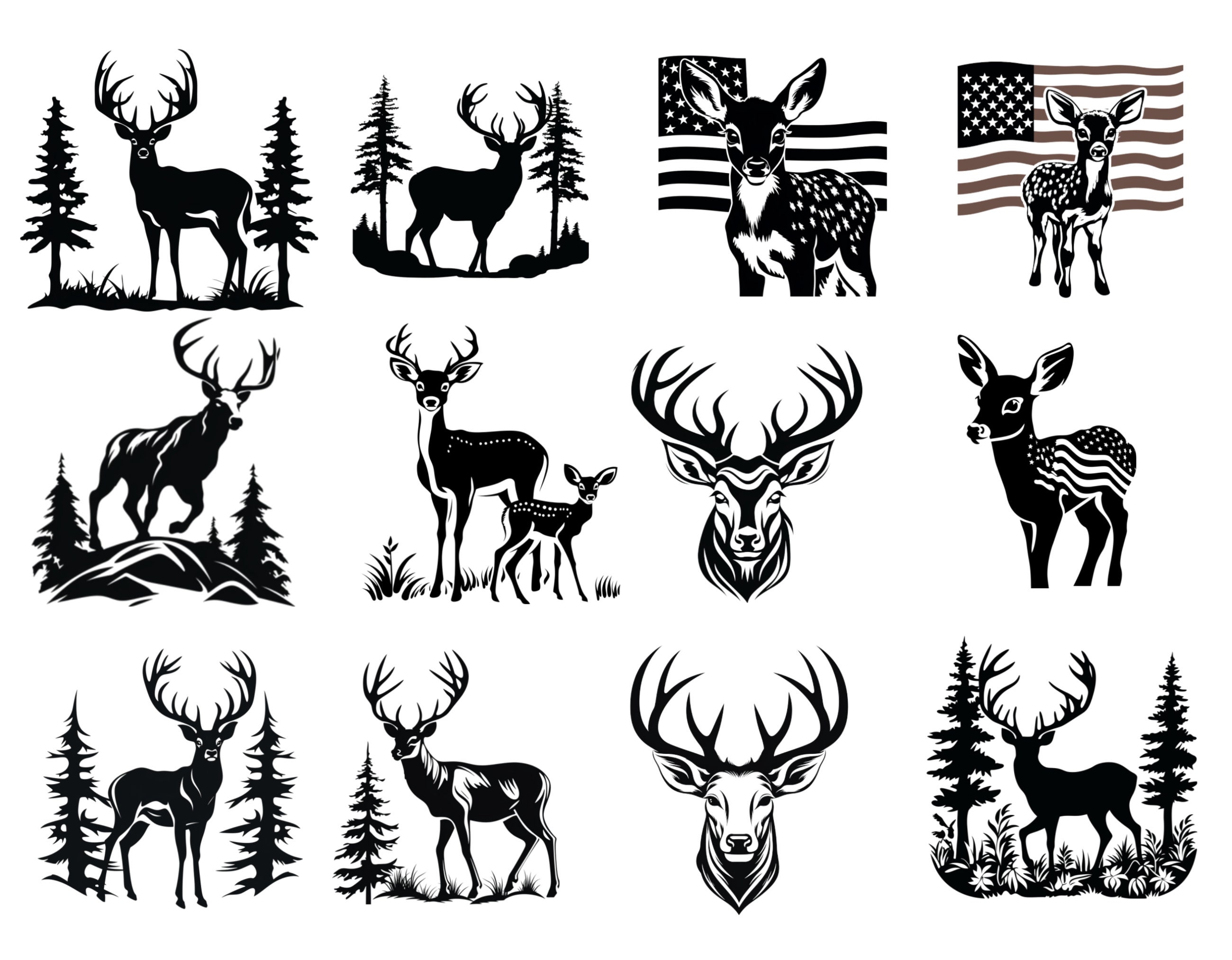 Deer SVG Bundle, Deer Svg, Deer Clipart, Deer Png, Deer Head Svg ...