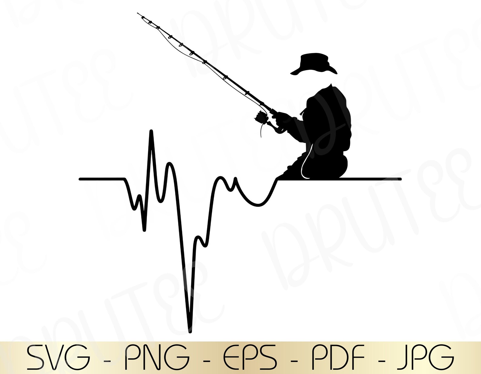 Fisherman Heart Beat SVG, Fishing Svg, Fishing Clipart, Fishing Clipart ...