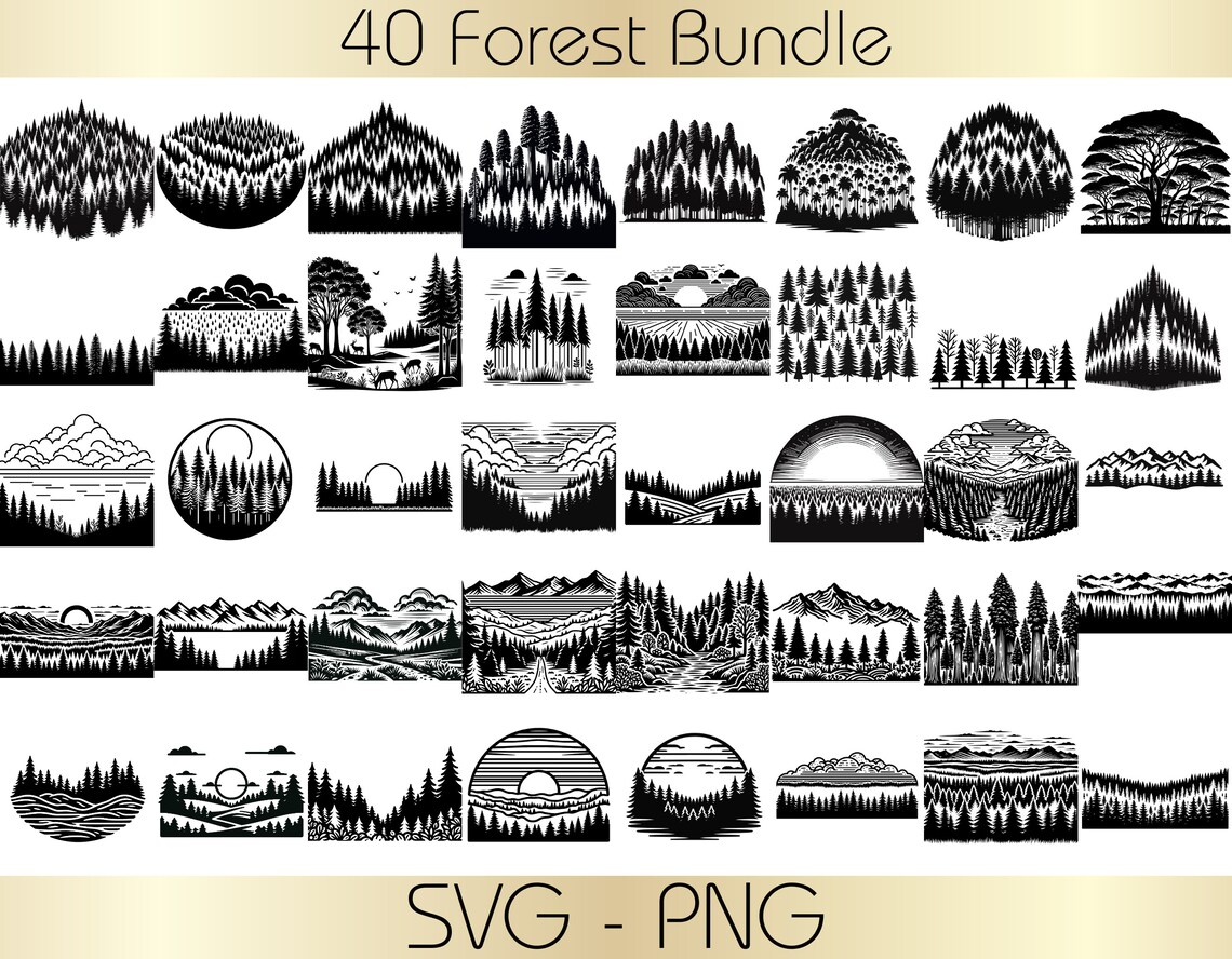 Forest SVG, Forest Scene Svg, Forest Silhouette, Landscape Svg ...