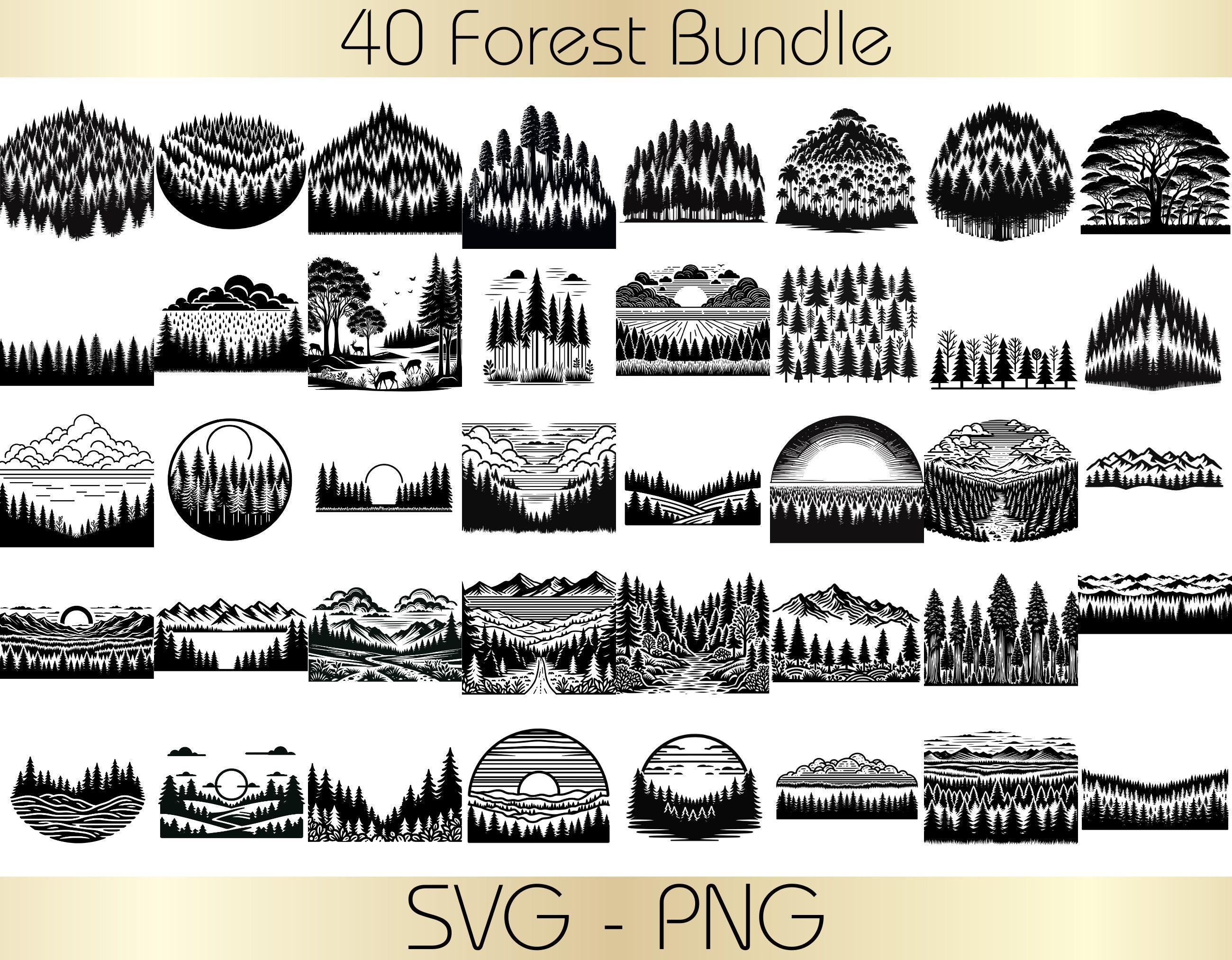 Forest SVG, Forest Scene Svg, Forest Silhouette, Landscape Svg ...