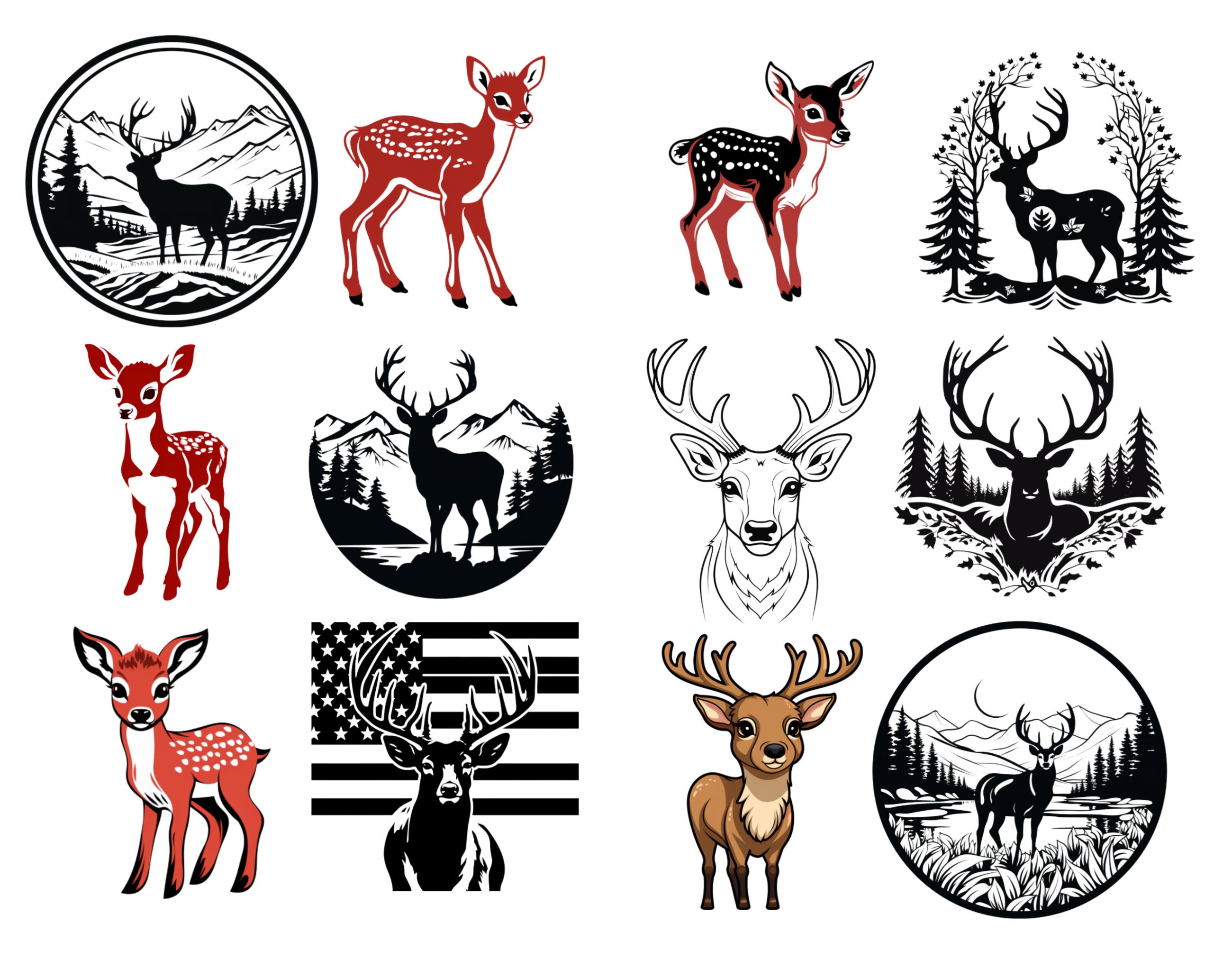 Deer SVG Bundle, Deer Svg, Deer Clipart, Deer Png, Deer Head Svg ...