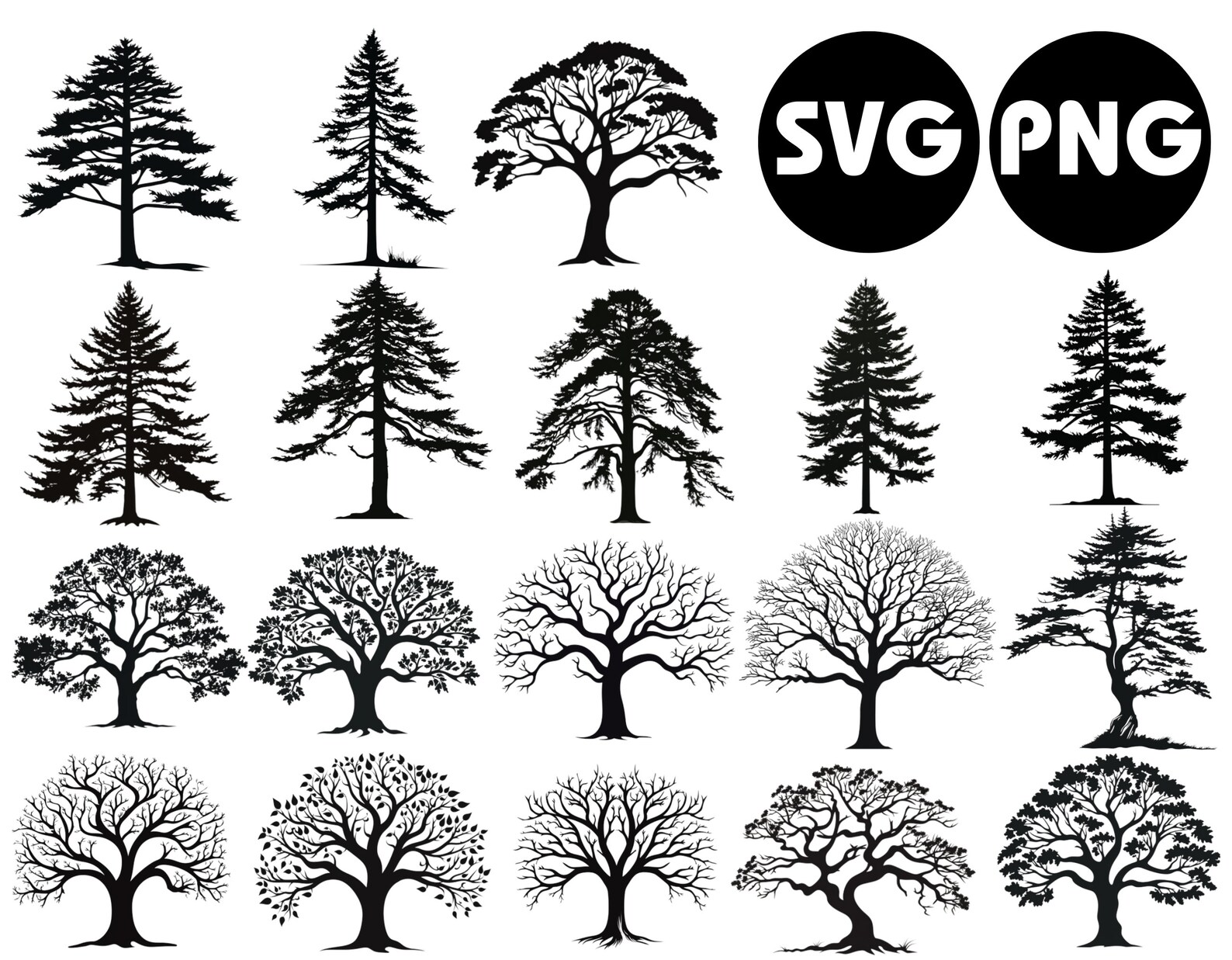 Tree Silhouette Svg, SVG Files for Cricut, Tree Silhouette, Tree Png ...