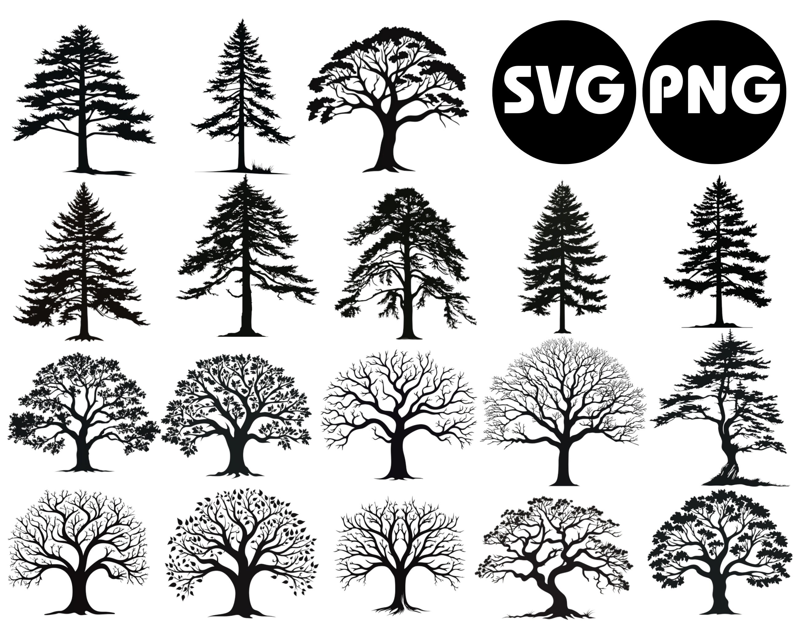 Silueta de árbol svg archivos SVG para cricut silueta de - Etsy México