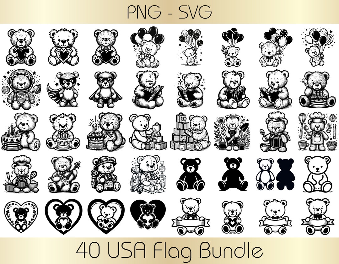 Oso de peluche SVG, oso de peluche svg para cricut, Teddy svg, contorno ...