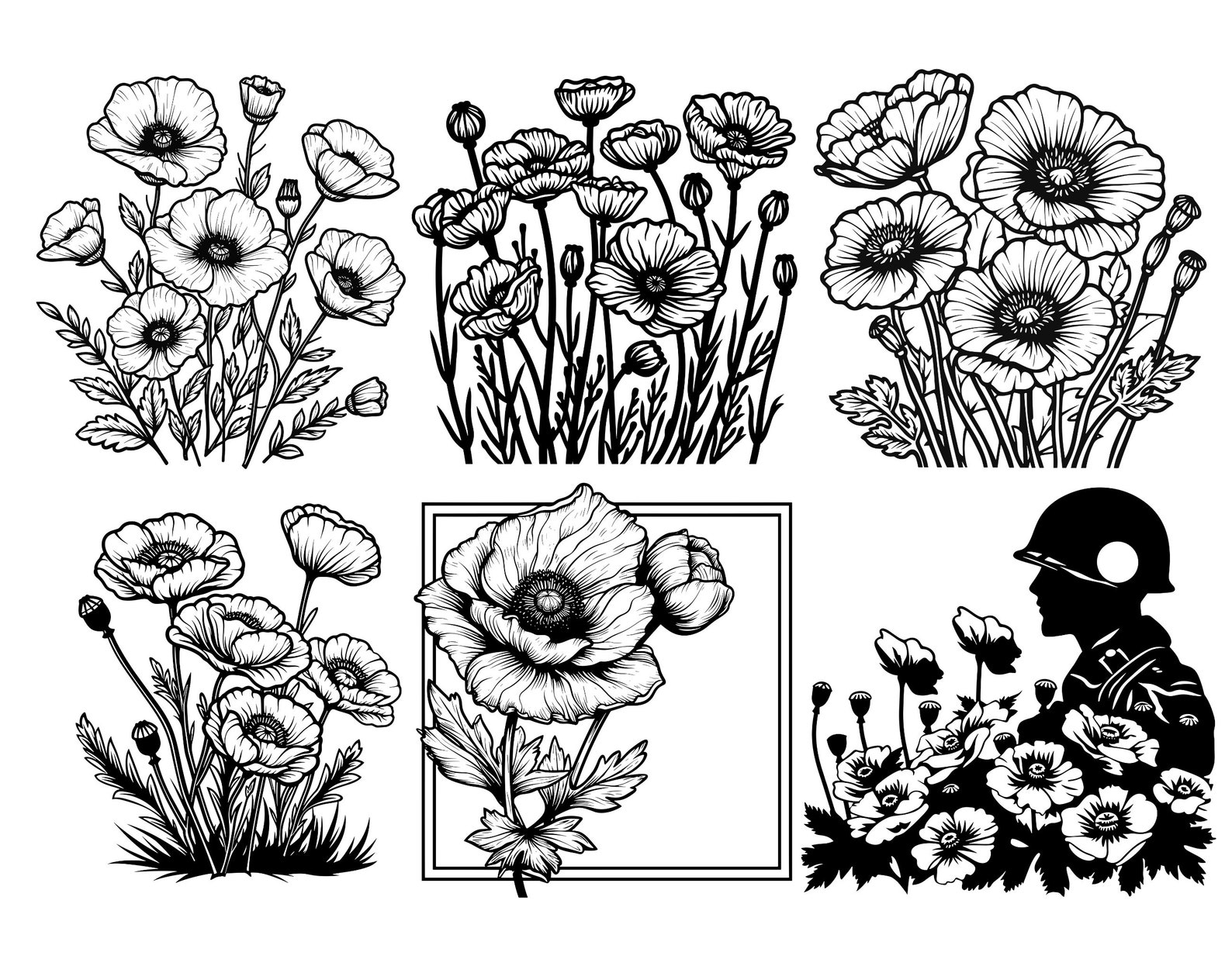 Poppy SVG, Poppies Svg, Poppy Svg File, Poppy Art, Poppy Clipart, Poppy ...