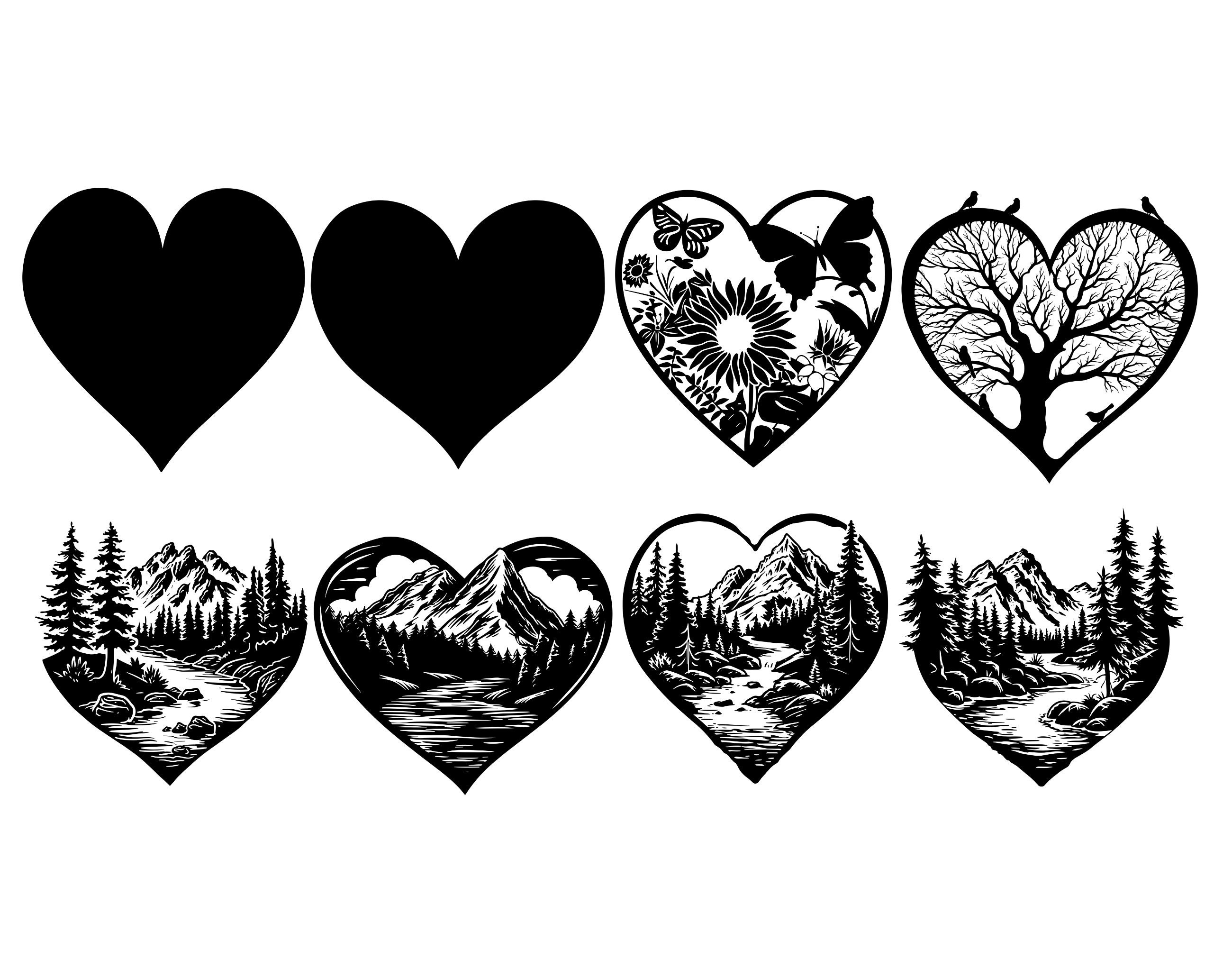 Heart SVG, Heart With Scenery, Heart Cut File, Heart Vector,heart Laser ...