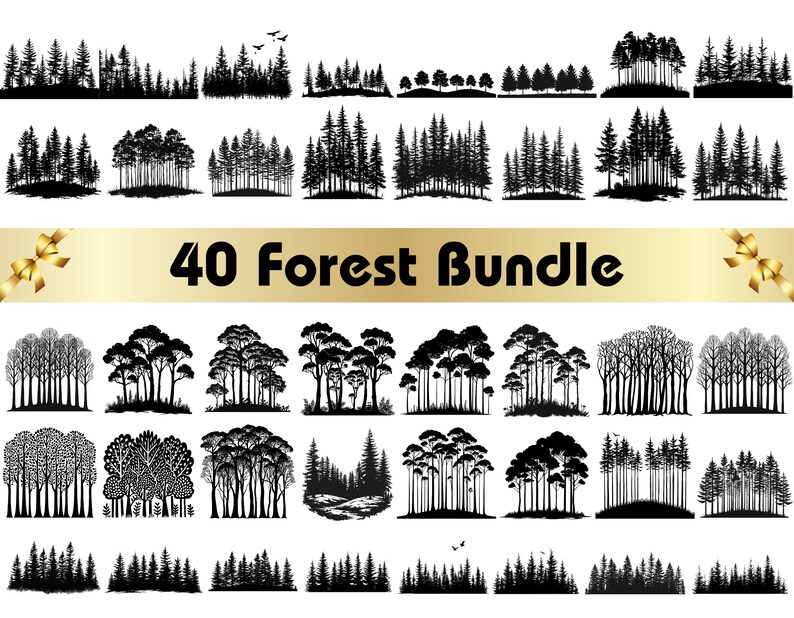 Forest SVG, Forest Scene Svg, Forest Silhouette, Landscape Svg ...